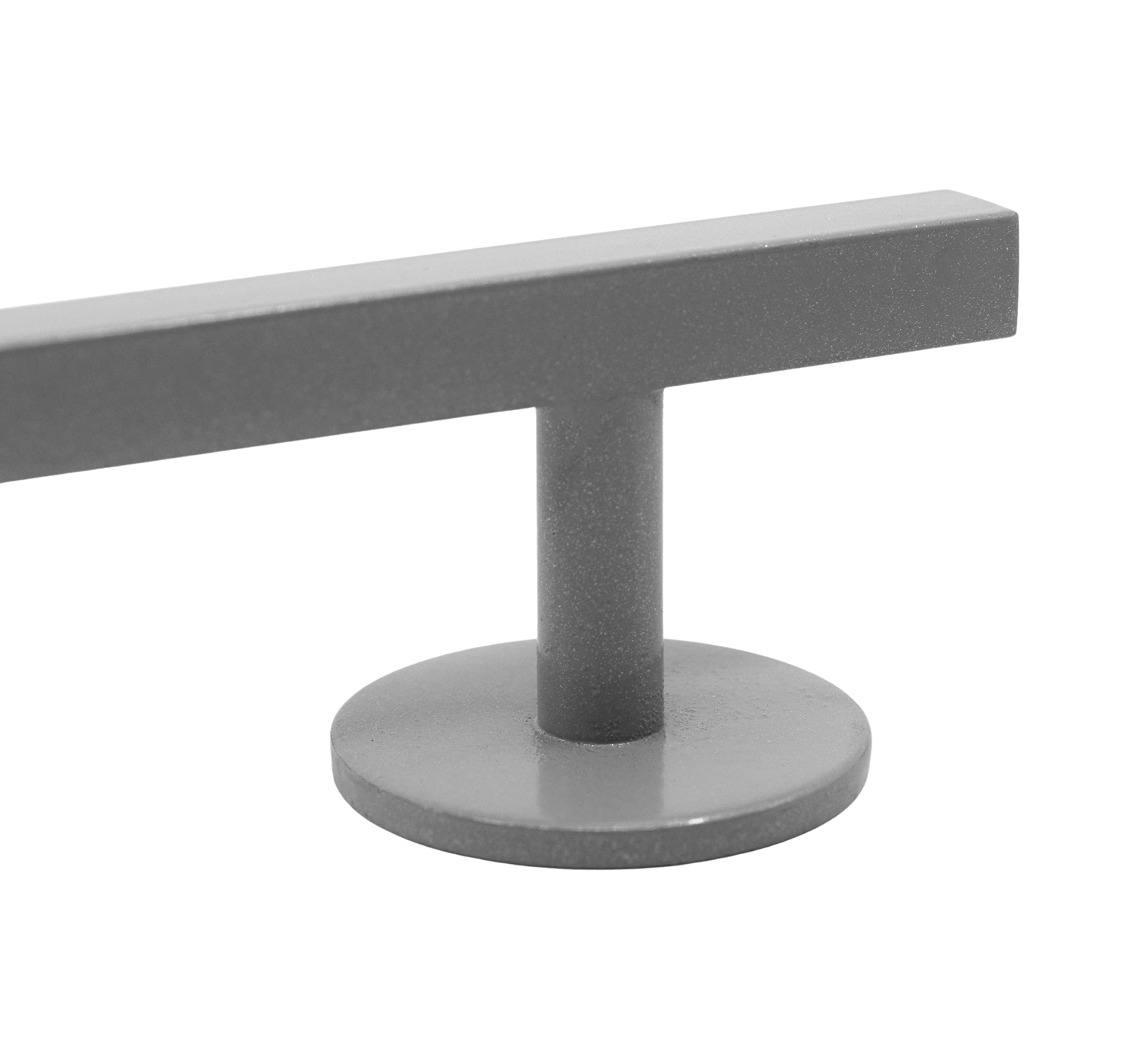 Teak Tuning Straight, Square Fingerboard Rail, 10" - Custom Designed Premium Solid Steel Construction, Matte Powder Coated Finish in Silver Grey - Superior Non-Slip Foam Feet