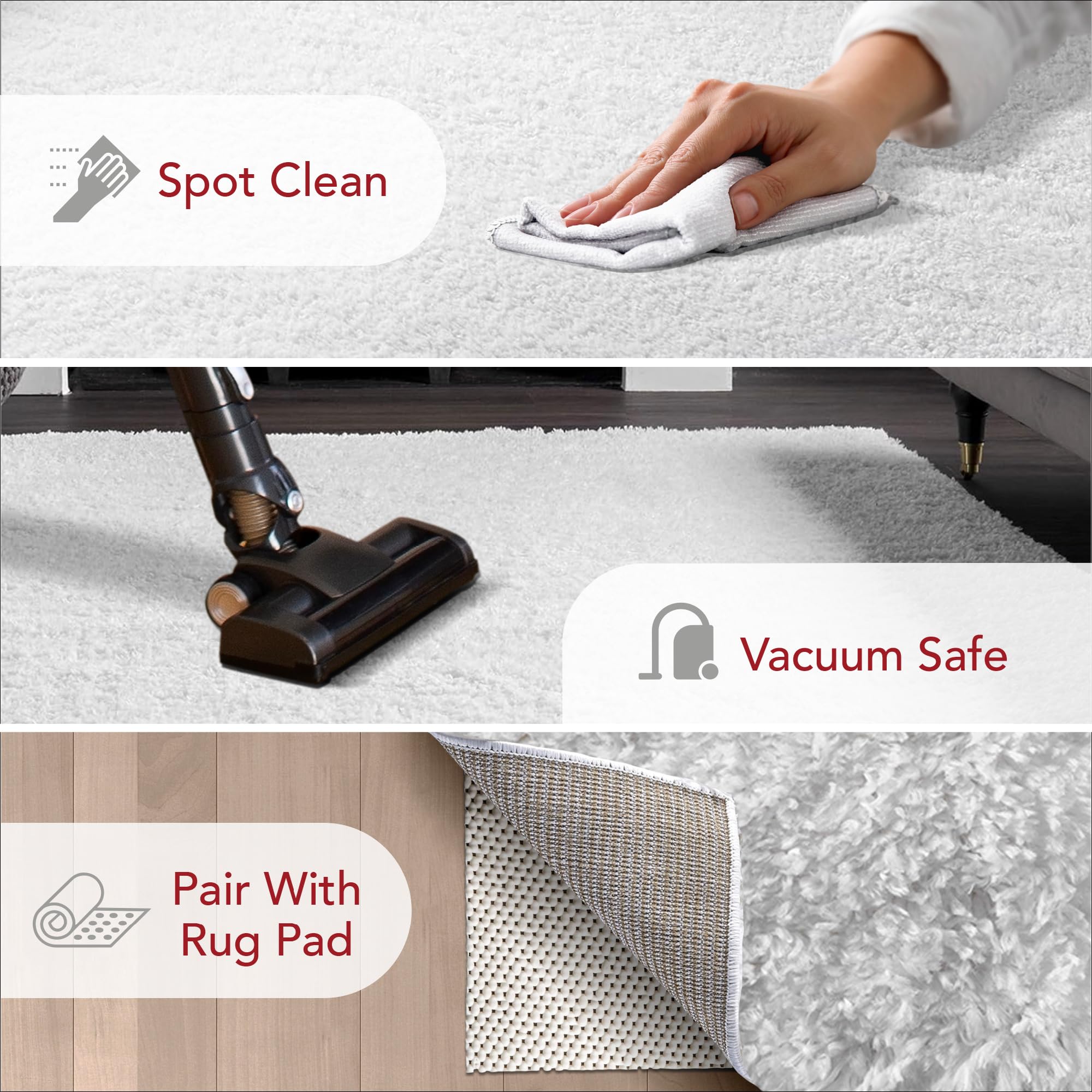nuLOOM Gynel Contemporary Shag Area Rug, 5x8, Snow White