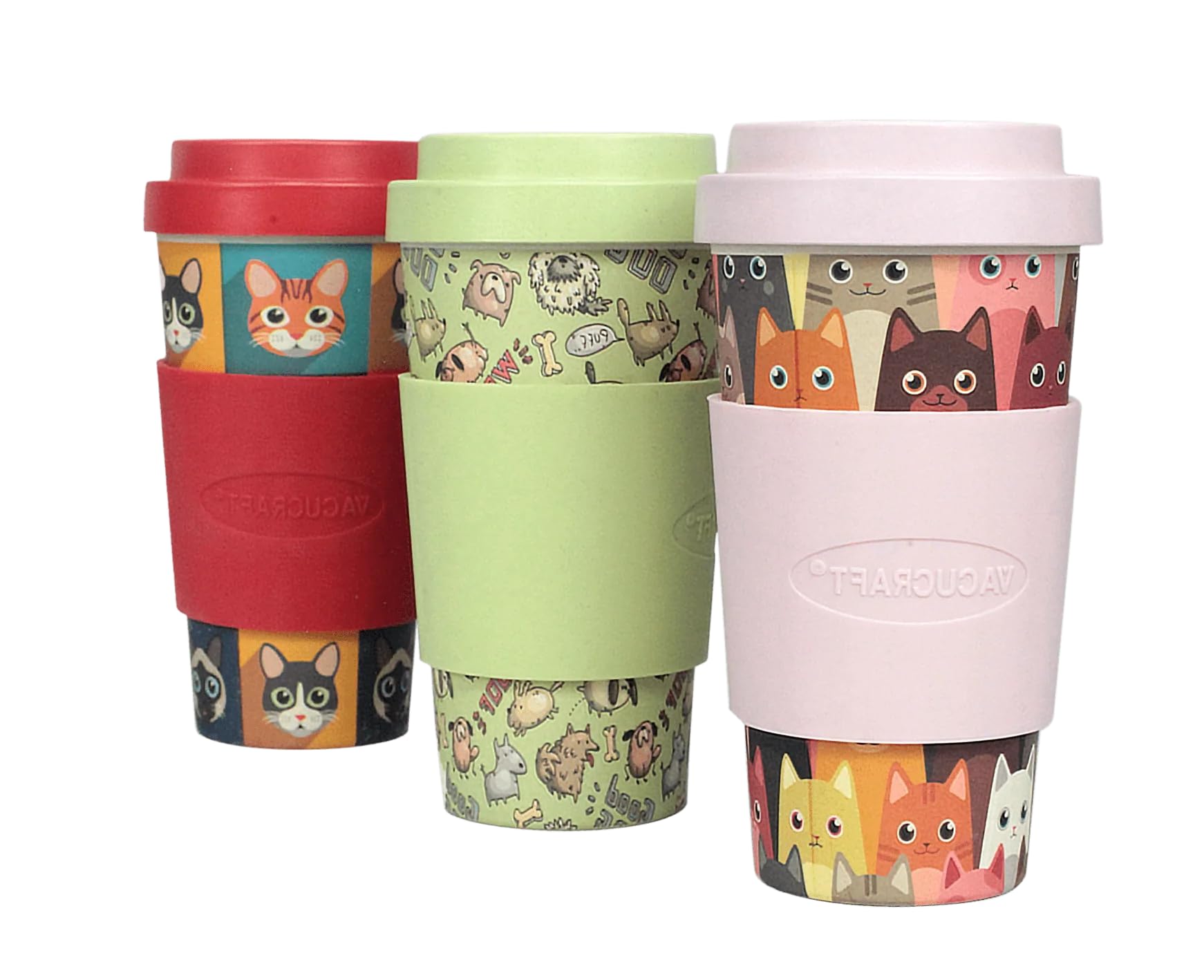 Vacucraft Bamboo Fiber Coffee & Tea Cup Animal Collection DOG (Red)