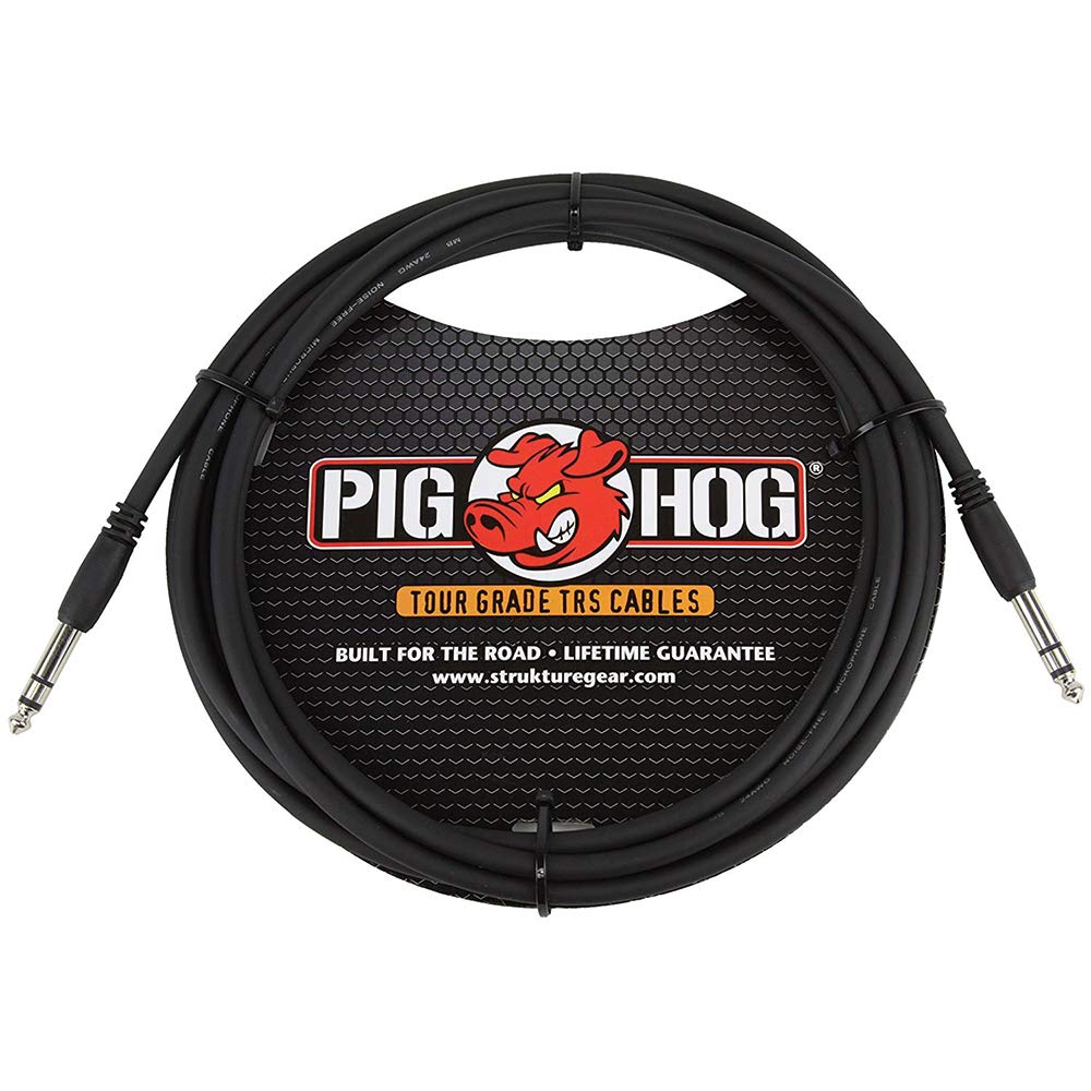 Pig Hog PTRS10 High Performance 1/4" TRS Instrument Cable, 10 Feet (2-Pack)