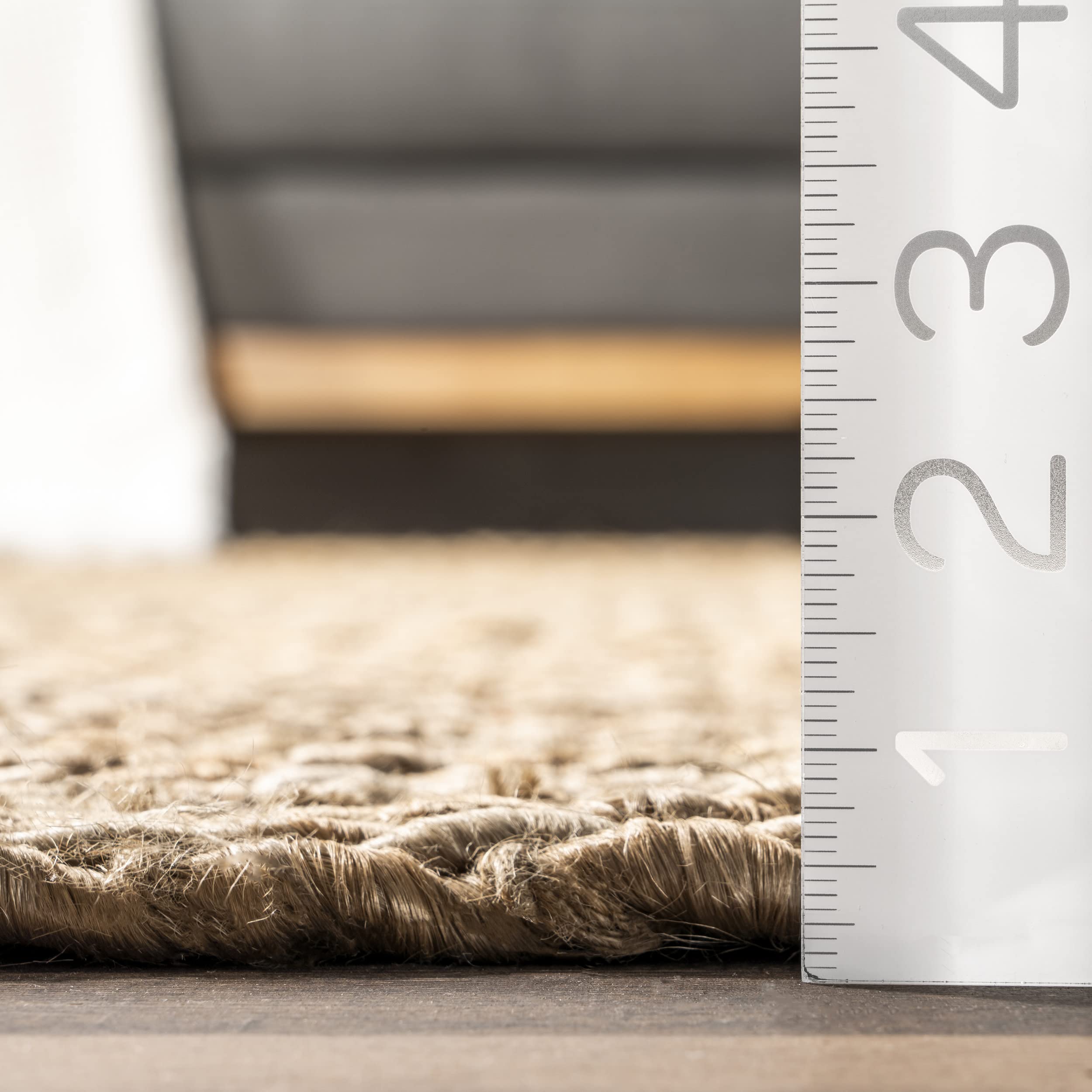 nuLOOM Hailey Hand Woven Jute Accent Rug, 2' x 3', Natural, Rectangular, 0.75" Thick