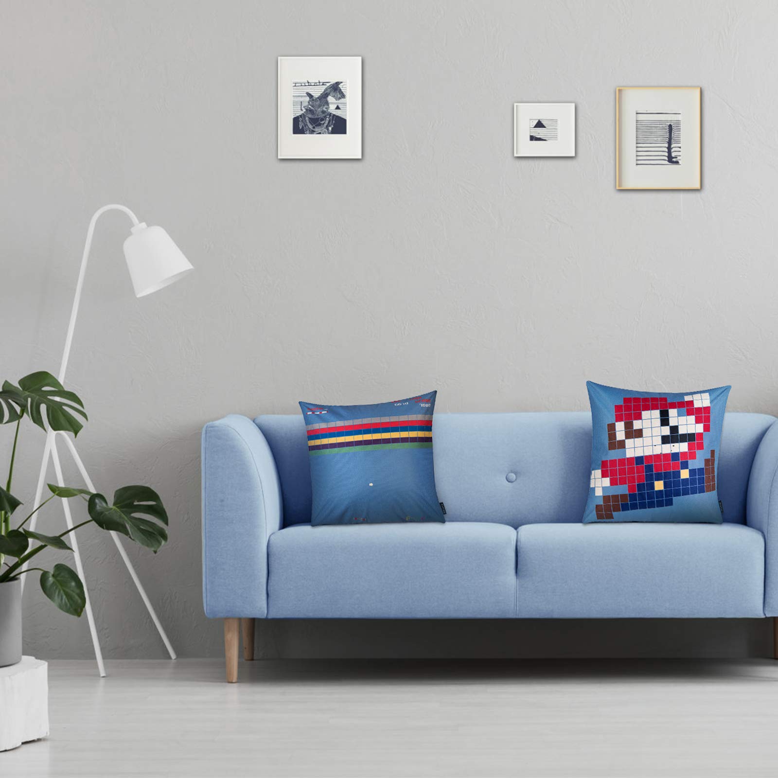 Pillow Cases Super Mario Decorative Throw Pillow Covers 18 x 18 Inches Set of 2 Light Blue