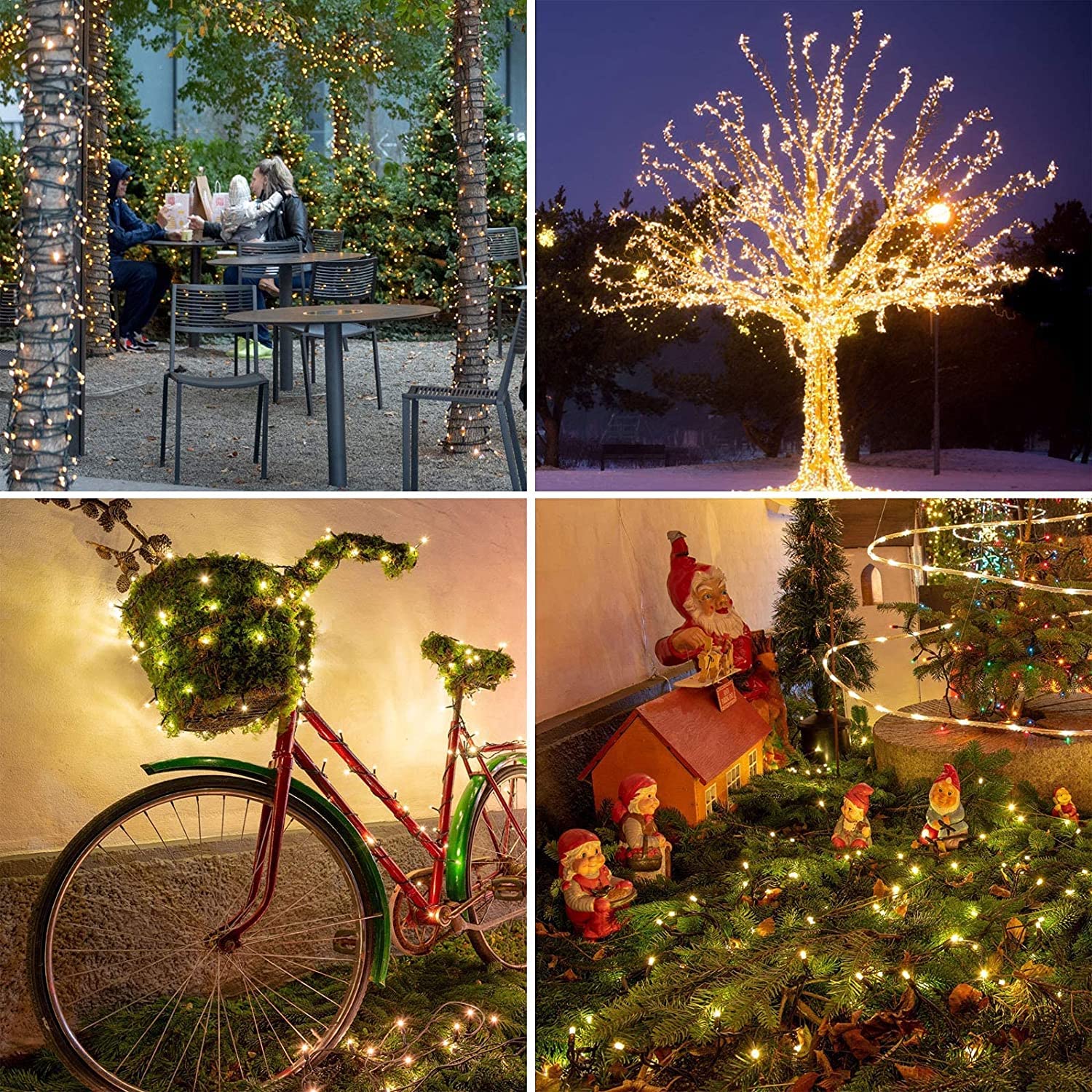 SANJICHA 2-Pack 144FT Solar Christmas Lights Outdoor Waterproof, Each 72FT 200 LED Solar String Lights, 8 Lighting Modes Green Wire Solar Xmas Tree Lights (Warm White)