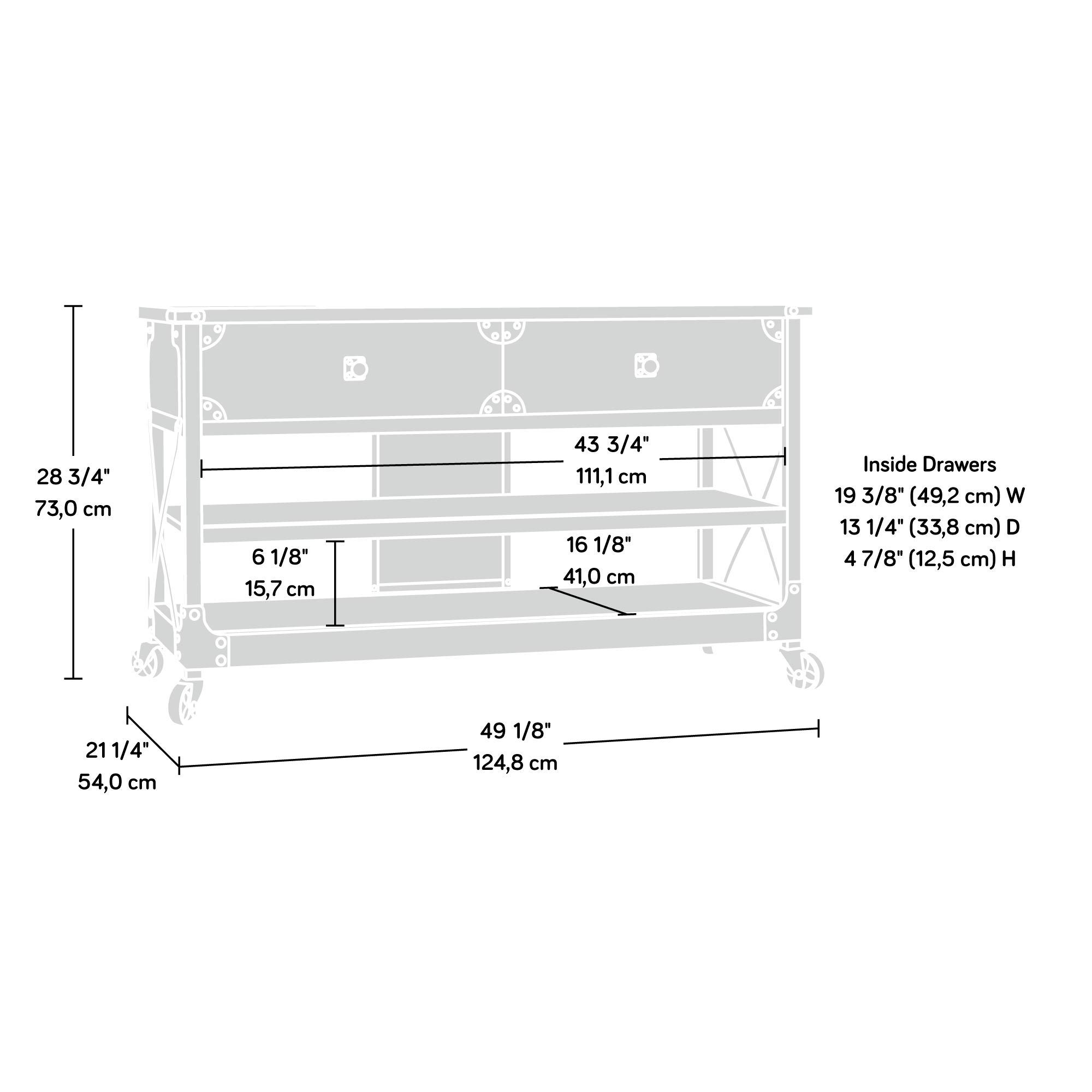 Sauder Steel River TV Stand, for TVs up to 52", Carbon Oak Finish