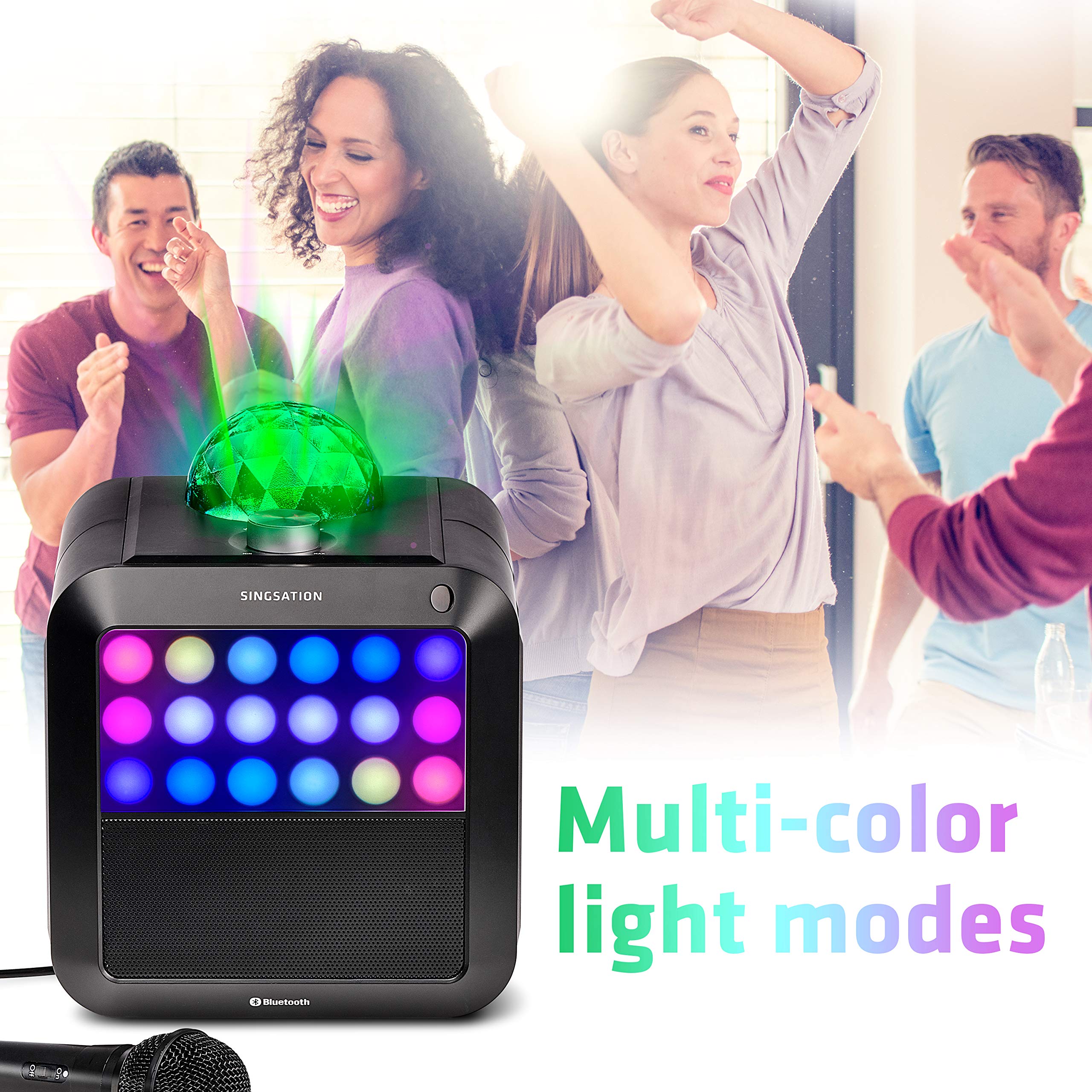 Portable Karaoke Machine - SINGSATION Star Burst - System Comes w/ 2 Mics, Room-Filling Light Show, Retro Light Panel & Works via Bluetooth - No CDs Required - YouTube Your Favorite Karaoke Songs