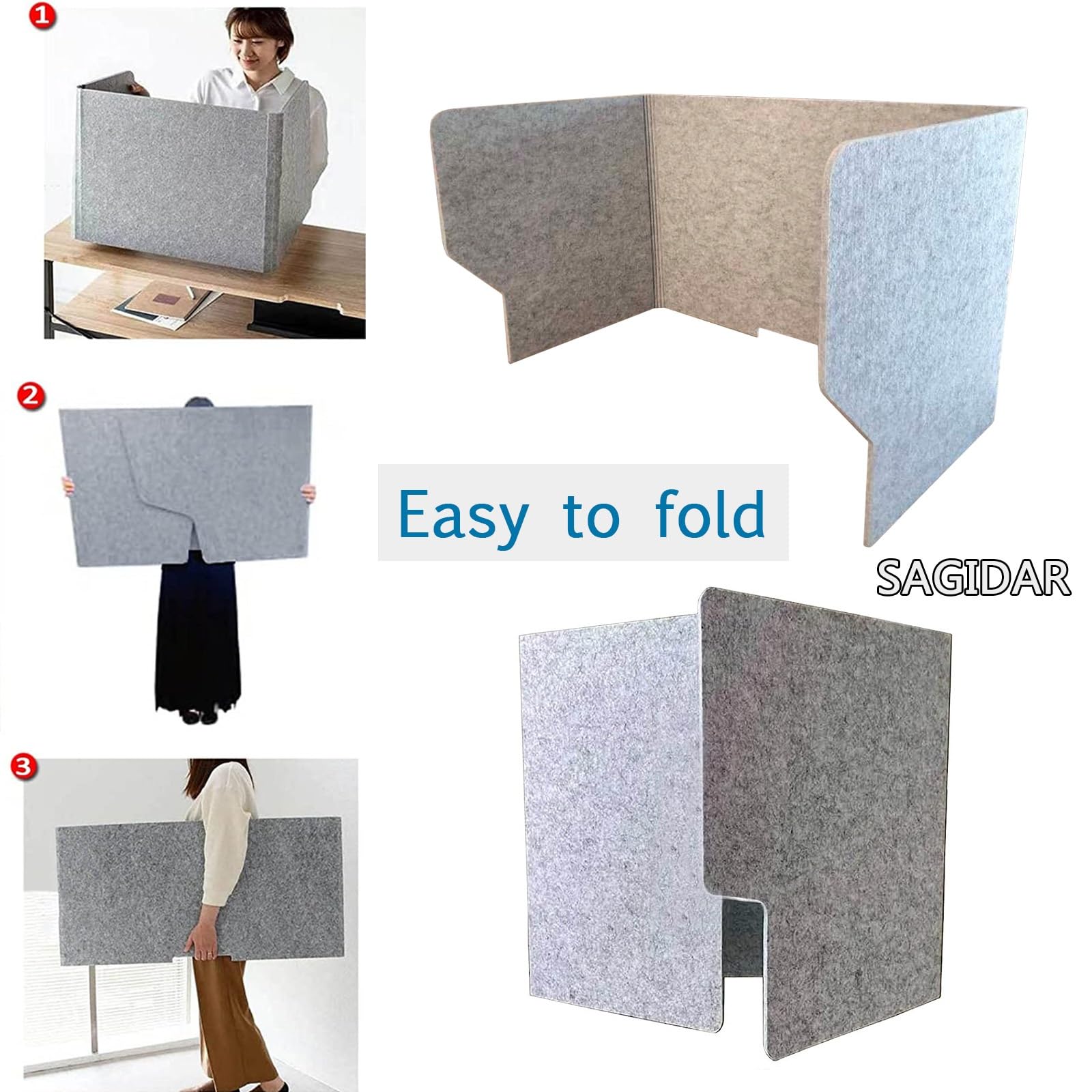SAGIDAR Office Divider Partition, Acoustic Desk Divider, Desktop Privacy Panel, 60/80/100cm, Thickness 9mm, Free Standing Workspace Divider, for Schools Or Offices