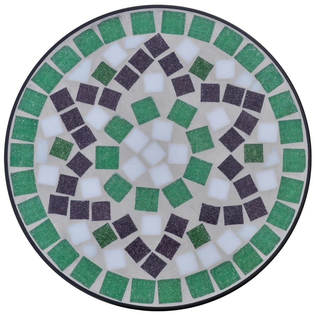 NusGear Mosaic Side Table Plant Table Green White, Material: Iron Tube + Ceramic Tile -130