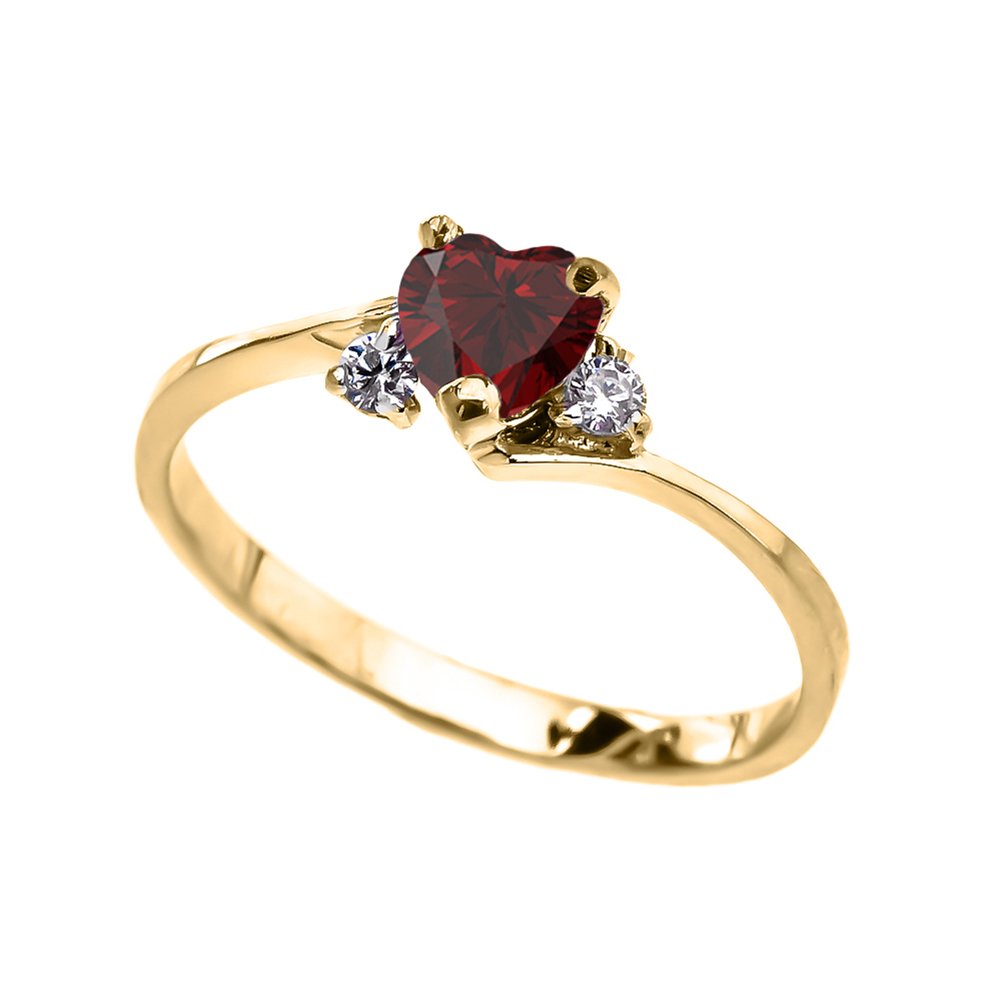 Modern Contemporary Rings Dainty 10k Yellow Gold January Birthstone Heart with CZ Proposal/Promise Ring (Size 9.5)