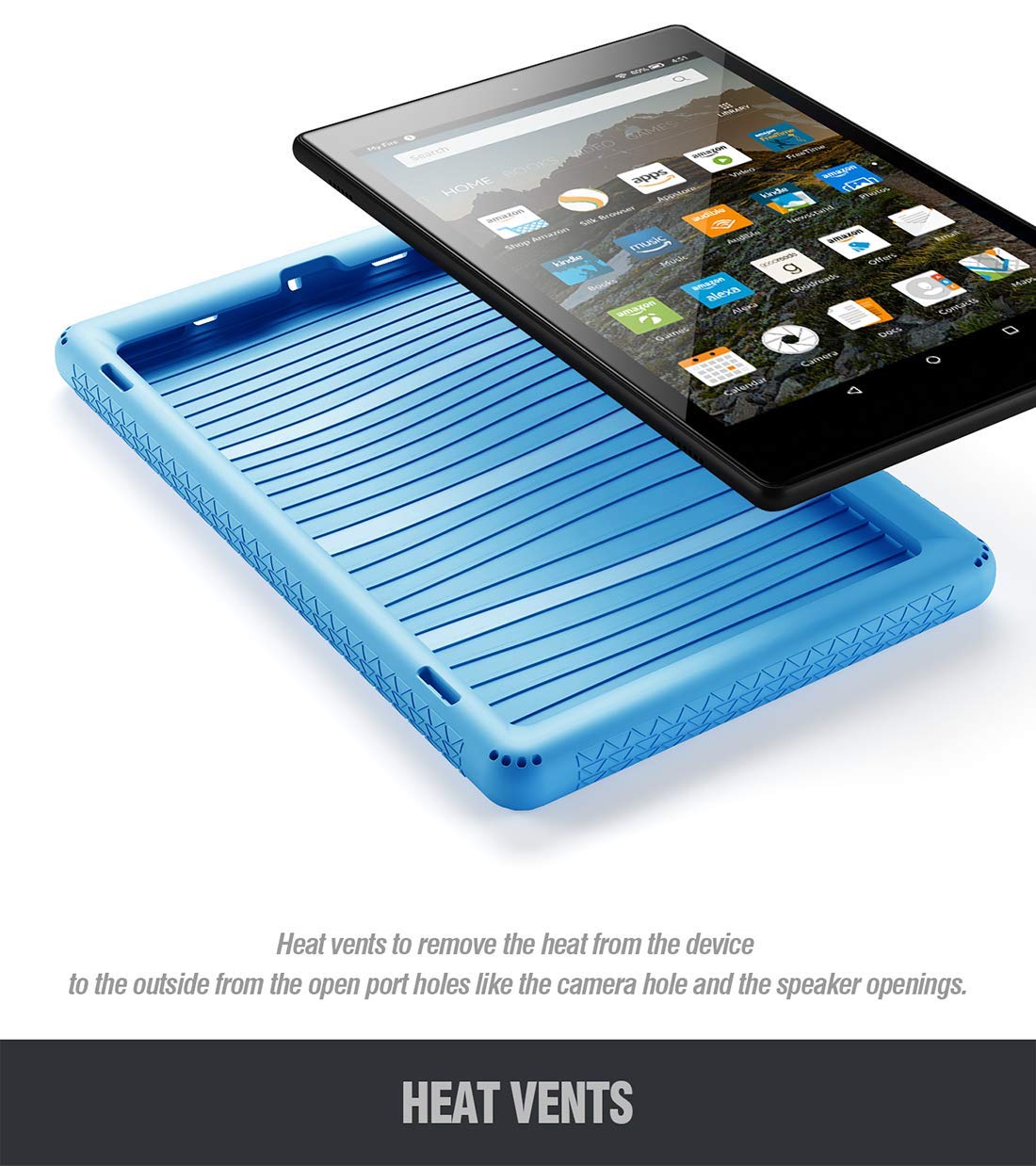 Poetic All-New Fire HD 10 Tablet Case (7th Gen 2017 and 9th Gen 2019 Release), Heavy Duty Kids Friendly Silicone Protective Cover, TurtleSkin Series, for Amazon Fire HD 10.1 Inch Tablet, Blue