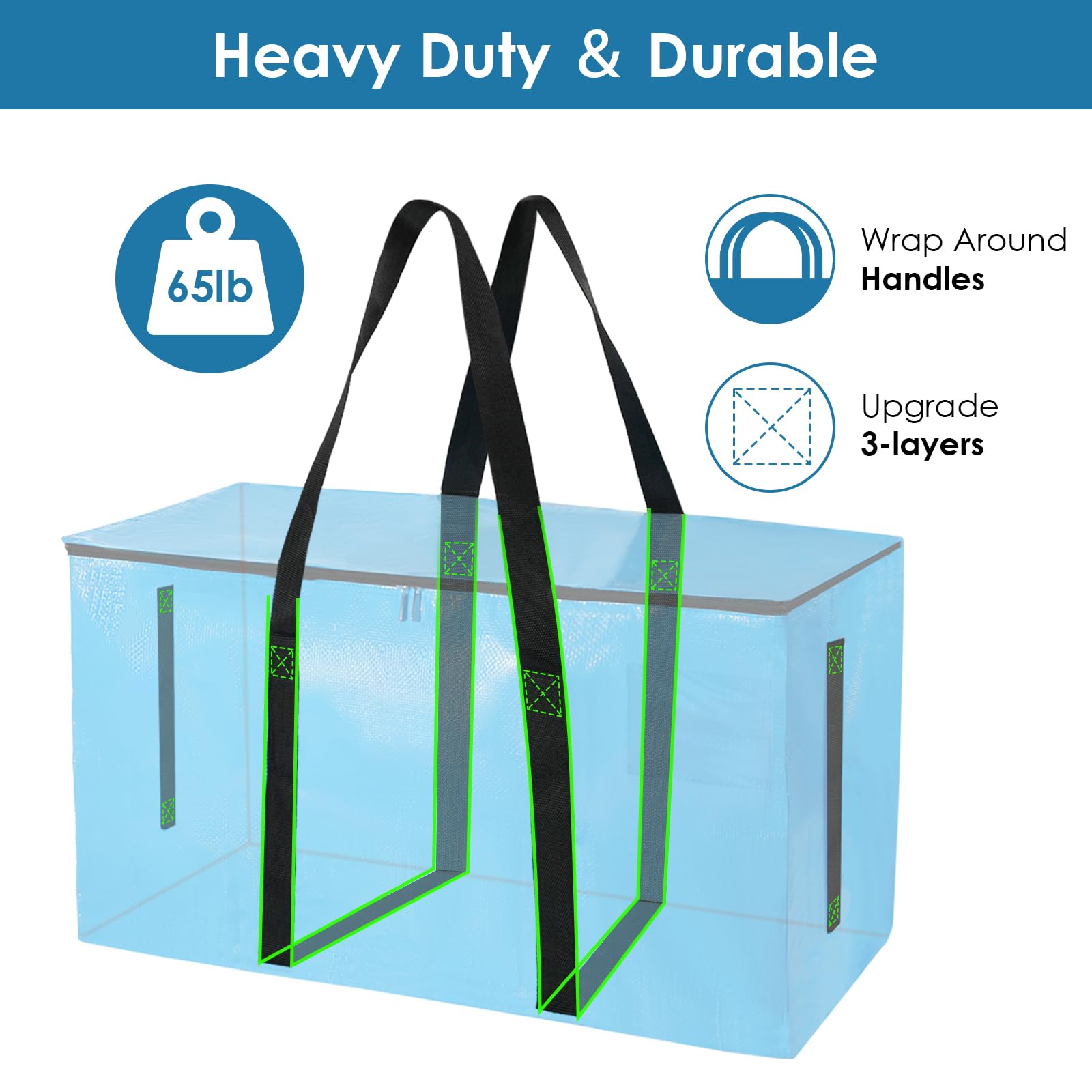 Storage Bags for Clothes, Extra Large Clothing Storage Bags with Reinforced Handle, Storage Containers for Organizing Bedding, Blanket, Sheets, Pillows, Closet and Toys