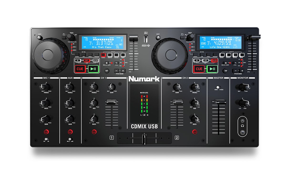 Numark CDMix Standalone Dual CD/USB Media Player with LCD Screens and Built-in Effects (16-bit / 44.1 kHz Playback), 17.1