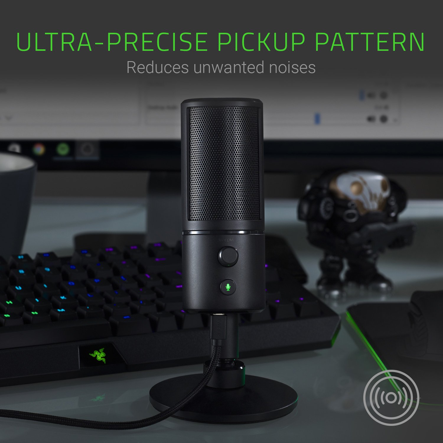 Razer RZ19-02290400-R3M1 Seiren X Quartz Compact USB Condenser Microphone, with Integrated Shock Absorber and Supercardioid Recording Pattern for Streamers