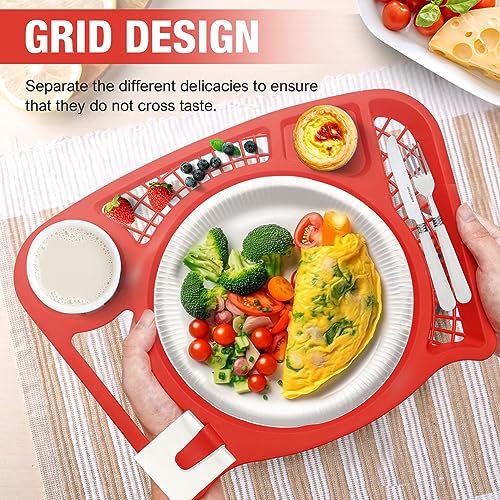 STBoo Paper Plate Holders Reusable - Plastic Plates Holder Heavy Duty | Picnic Tray Reusable Set Dishwasher Safe | Paper Plate Dispenser for 4th of July, BBQ's, Parties,Camping (4 Set-Red)