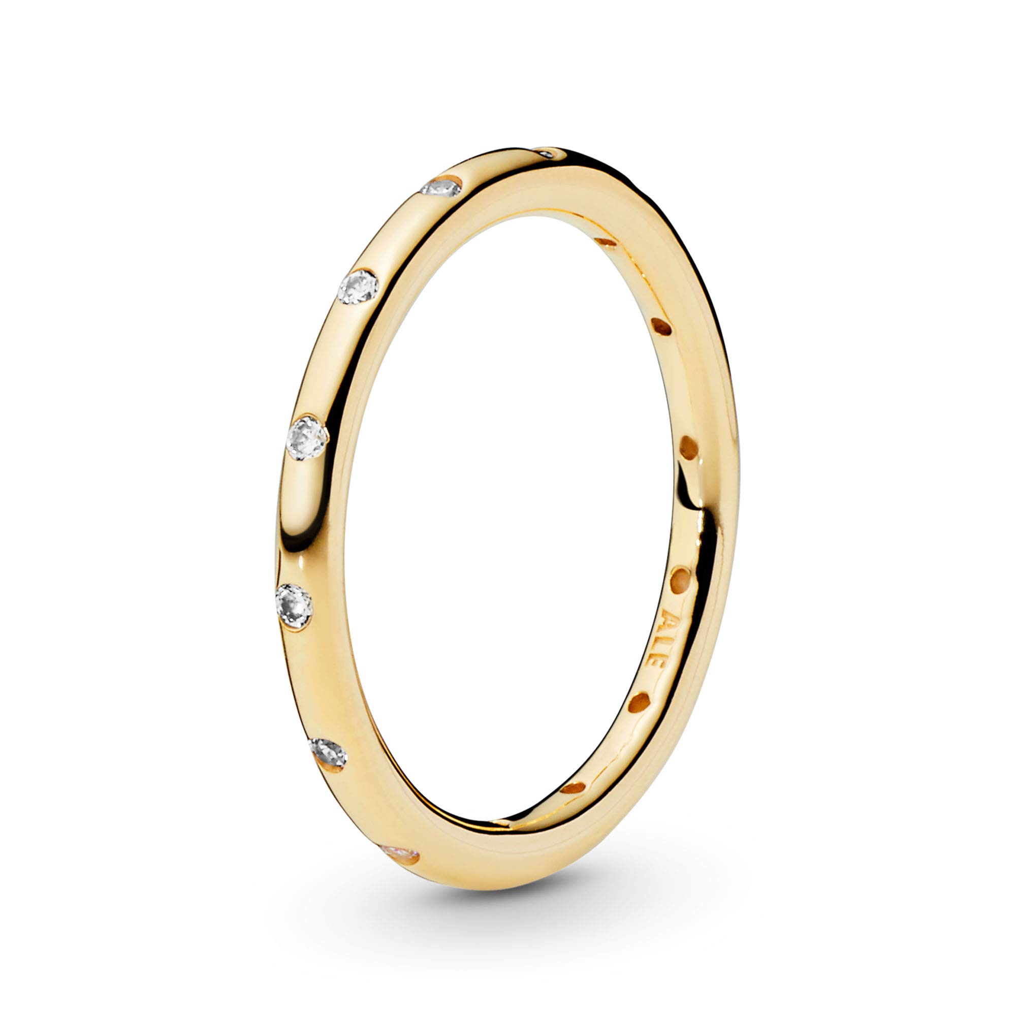 Pandora Jewelry Simple Sparkling Band Cubic Zirconia Ring in Gold 14K, Size 7.5
