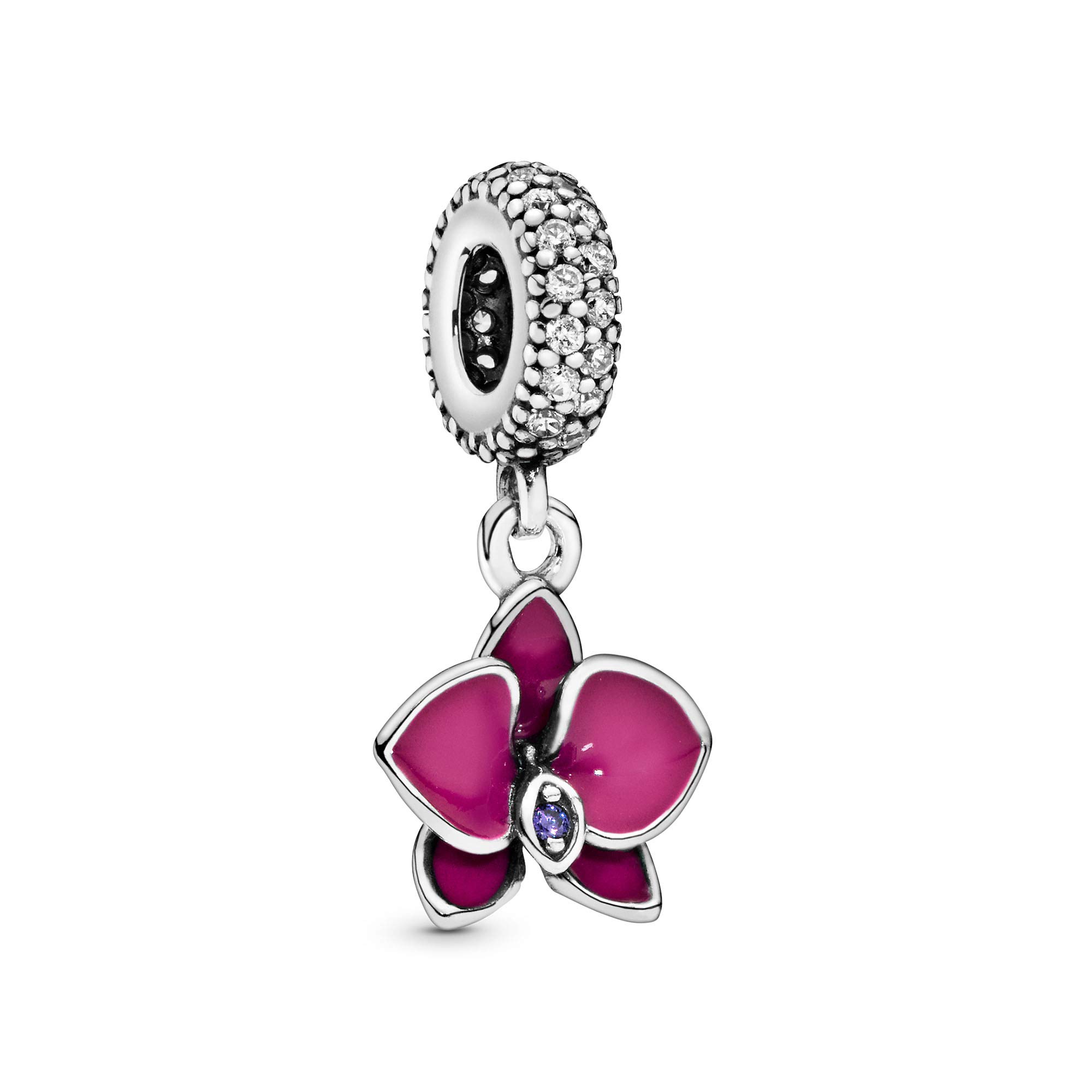 Pandora Jewelry Purple Orchid Cubic Zirconia Charm in Sterling Silver