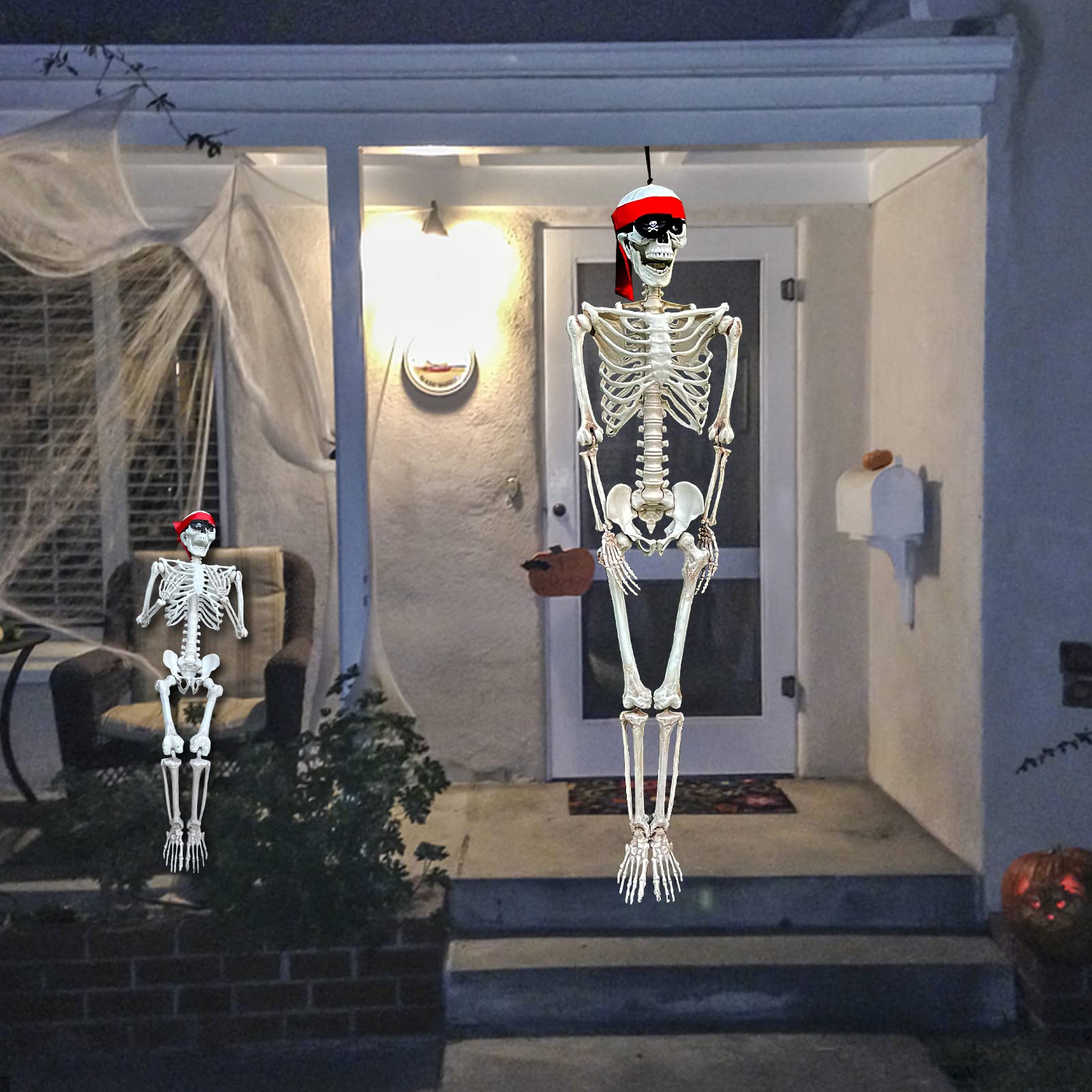 Skeleton Halloween Decor, 36'' Full Body Skeleton with Movable Joints, Posable Halloween Skeleton Decorations, Perfect for Haunted House Lawn Graveyard Yard Outdoor Indoor Party