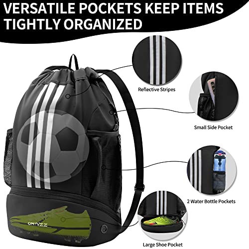ONTYZZ Drawstring Sports Backpack Soccer Backpack Gym Bag Backpack Multifunctional Bag with Shoe Compartment Yoga Swim Beach Bag with Dry-wet Separate