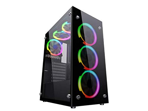 Raidmax i4 Series ATX Desktop Gaming Computer Case USB 3.0 Tempered Glass Window with 120mm ARGB LED Fans (i408)