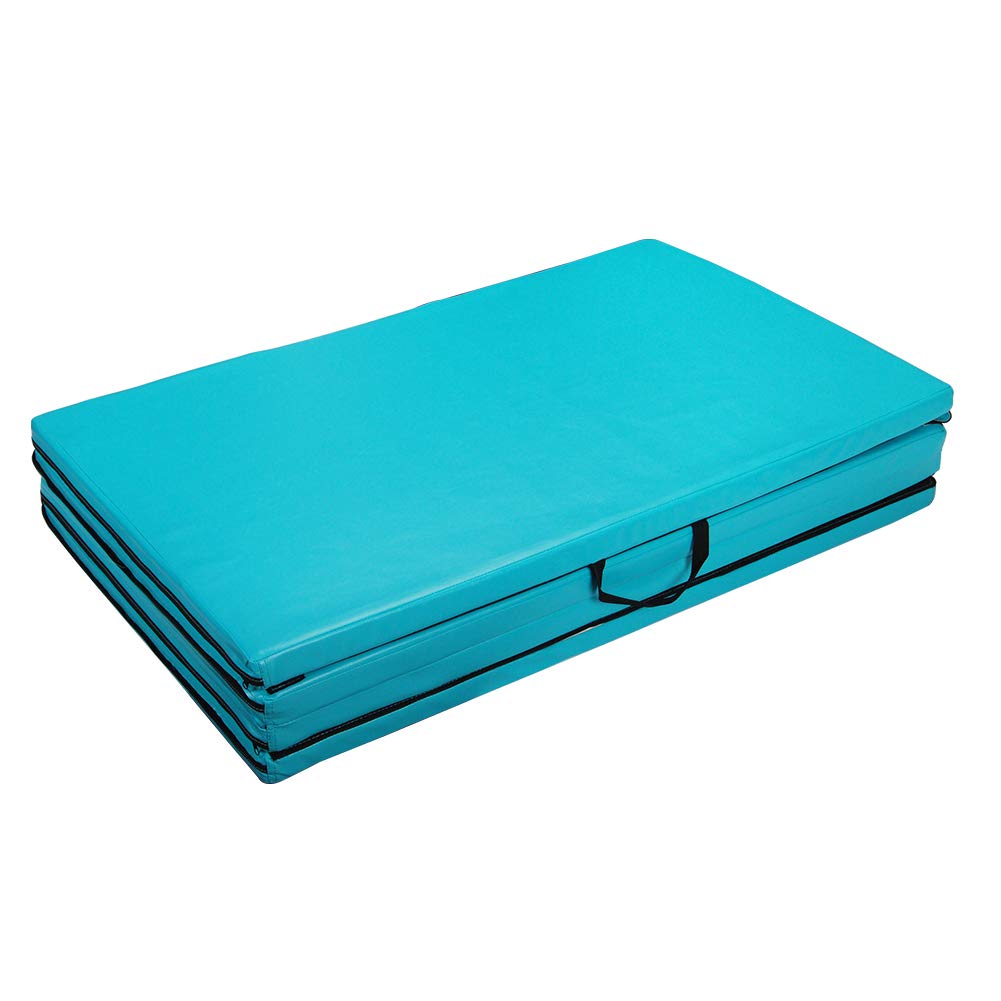 Polar Aurora 4'x8'x2 Thick Folding Panel Gymnastics Gym Exercise Aerobics Mats Stretching Fitness Yoga (Blue-green)