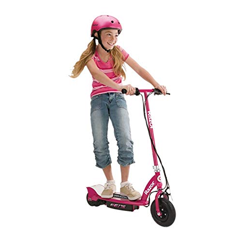 Razor E175 Kids Ride On 24V Motorized Powered Electric Scooter Toy, Speeds up to 10 MPH and includes a Youth Safety Helmet, Pink
