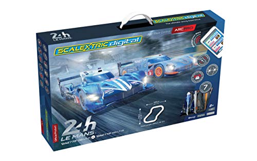 Scalextric ARC Pro App Race Control 24h Le Mans Slot Car Digital 1:32 Slot Car Road Race Track Set C1404T,Blue & Gray