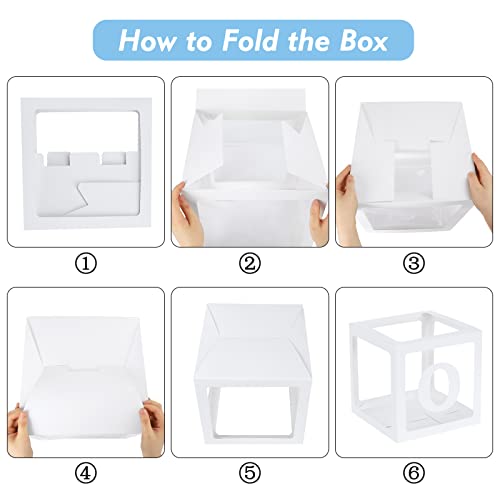 RUBFAC One Boxes for 1st Birthday, First Birthday Decoration for Boy, 3pcs Baby Shower Boxes with 24pcs Balloons ‘ONE’ ‘TWO’ Letters for Birthday Backdrop Photoshoot Props Anniversary