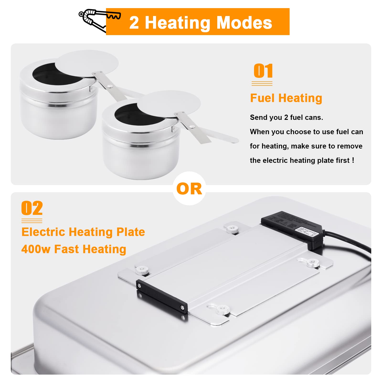 YMJOINMX Electric Buffet Food Roll Top Chafing Dish Temp. Control Servers and Warmers with Cover 2 Pans 9.5Quart for Buffet Commercial Food Warmer Steam Table