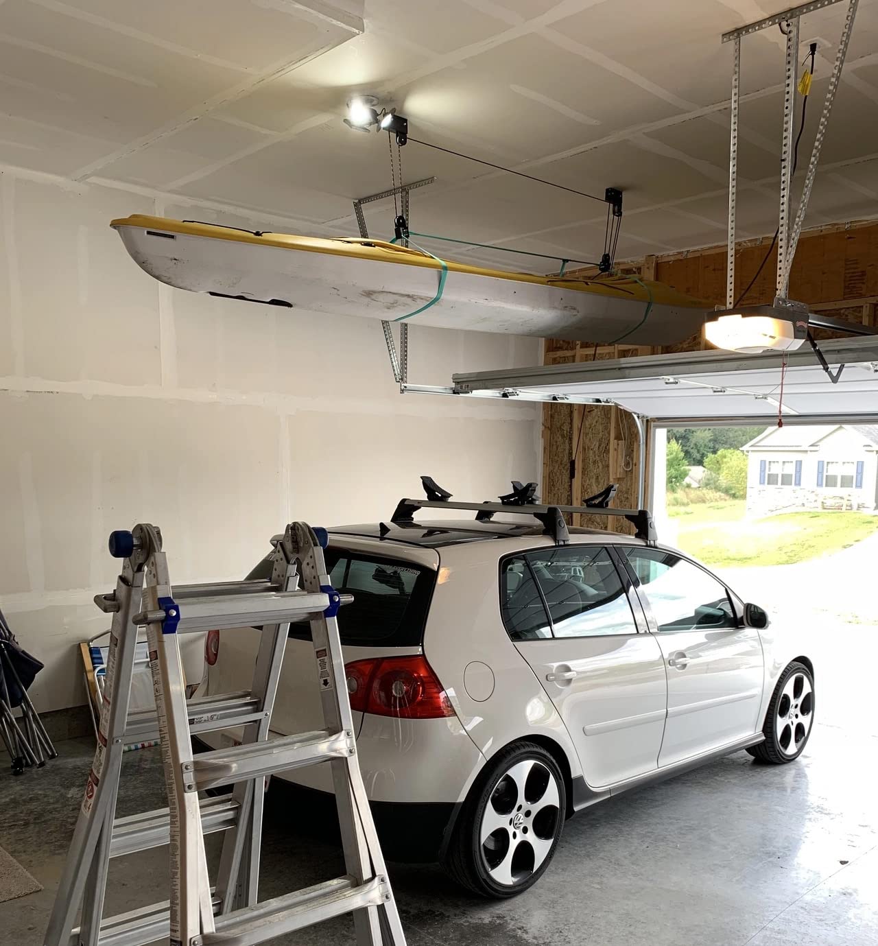 StoreYourBoard Kayak Ceiling Storage Hoist, Garage Pulley Hi-Lift System (2 Kayaks)