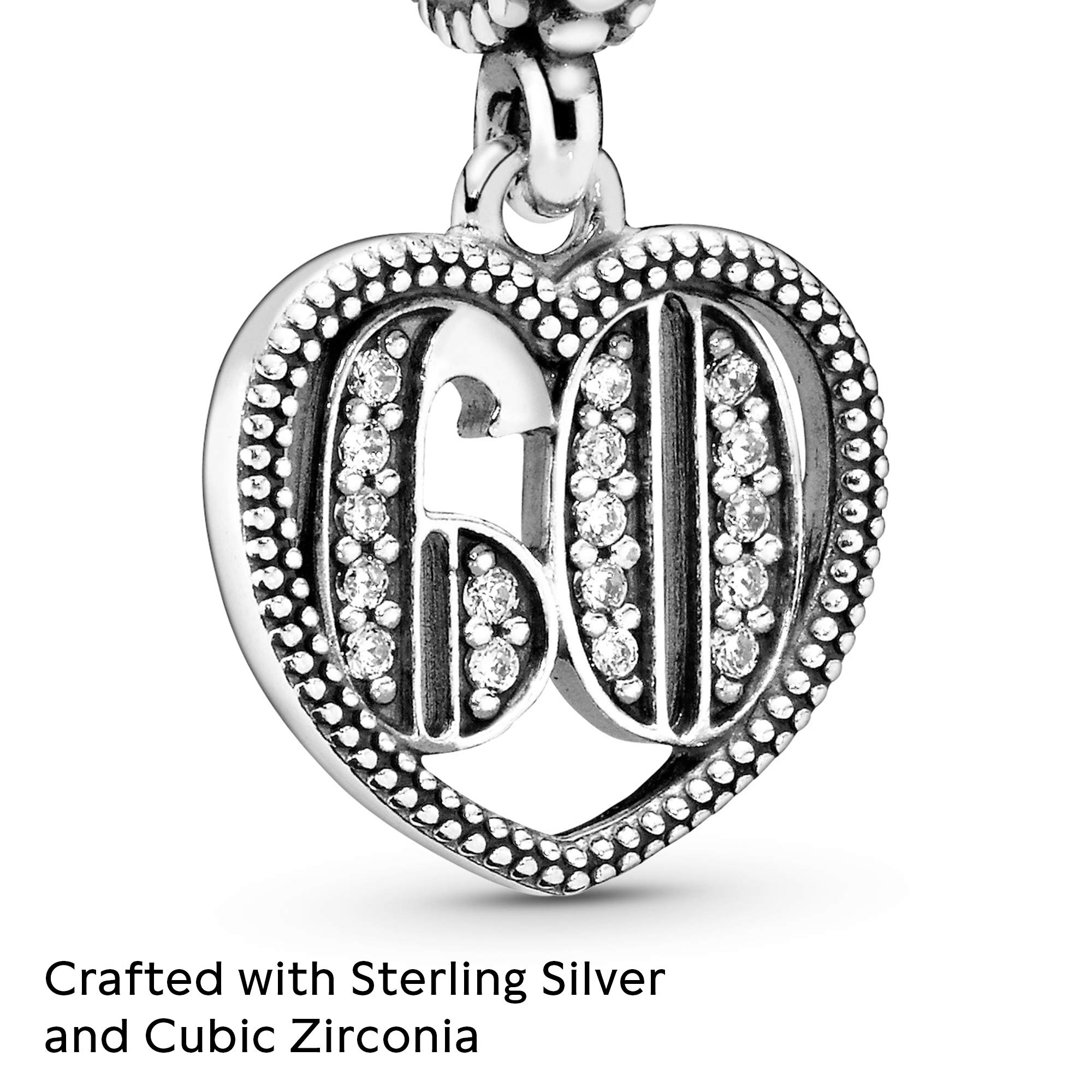 Pandora Jewelry 60 Years of Love Cubic Zirconia Charm in Sterling Silver, No Box