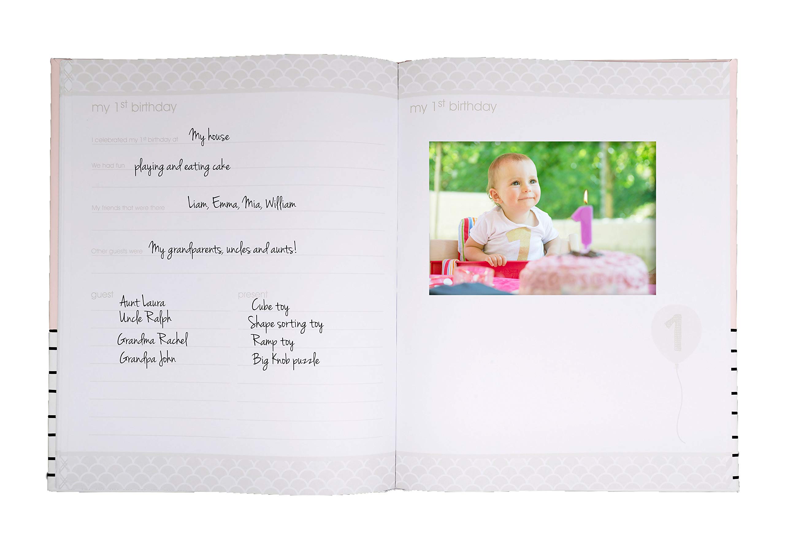 Pearhead Hello Beautiful Baby Memory Book, Milestone Journal, New Mum Gift, Newborn Baby, Thoughtful Keepsake for Christening or Baptism, Pink