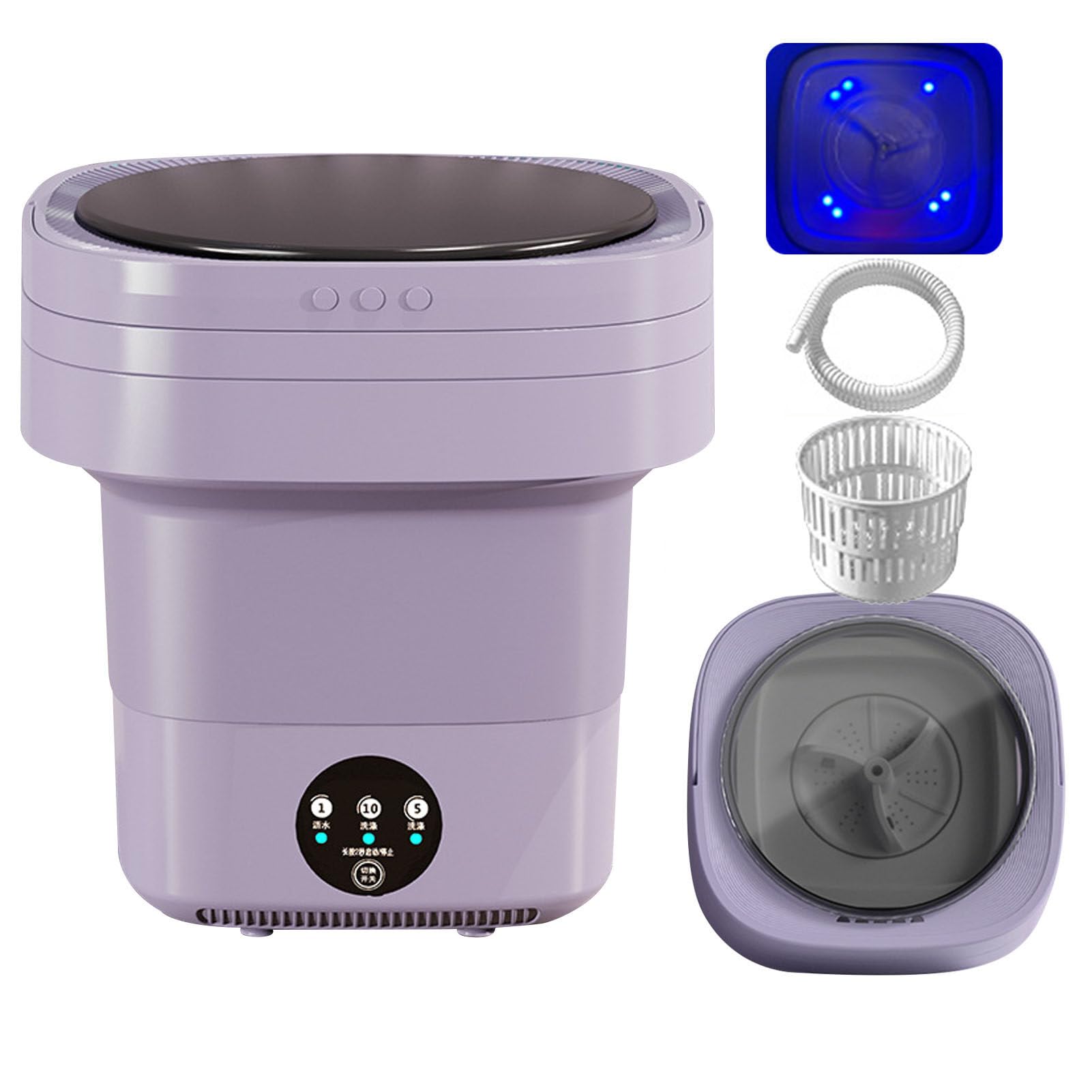 Portable Mini Washing Machine, Mini Washer 6L High Capacity with 3 Modes Deep Cleaning for Underwear, Baby Clothes, or Small Items, Foldable Washing Machine with Spin Dryer-Apartment, Dorm, Camping, RV Travel laundry