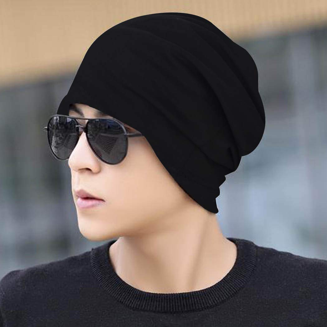 Satin Lined Sleep Cap Hair Sleeping Cap Hat Beanies Night Women Sleeping Cotton Cap, Black, Pink, Grey, M