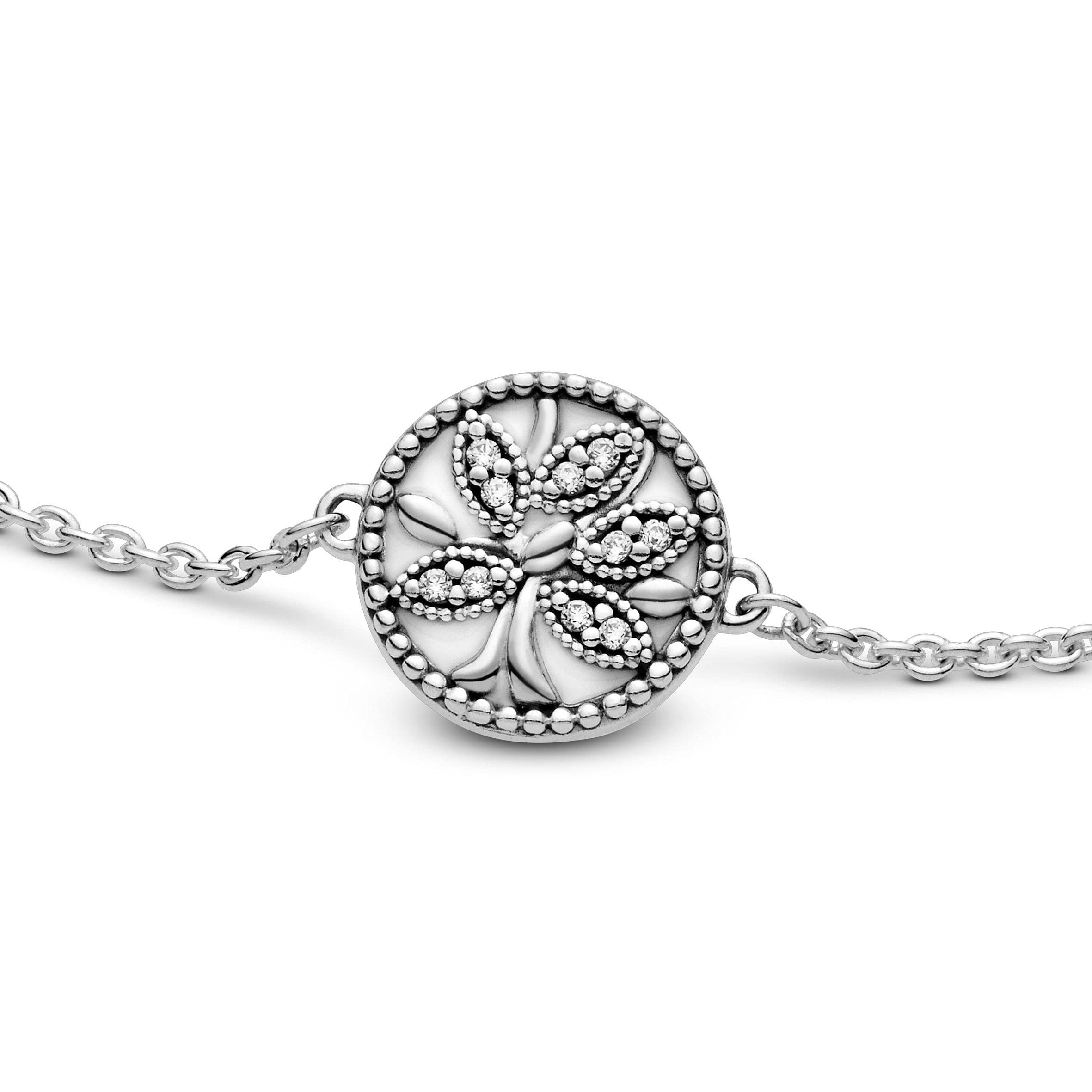 Pandora Jewelry Sparkling Family Tree Slider Cubic Zirconia Bracelet in Sterling Silver, 7.1"