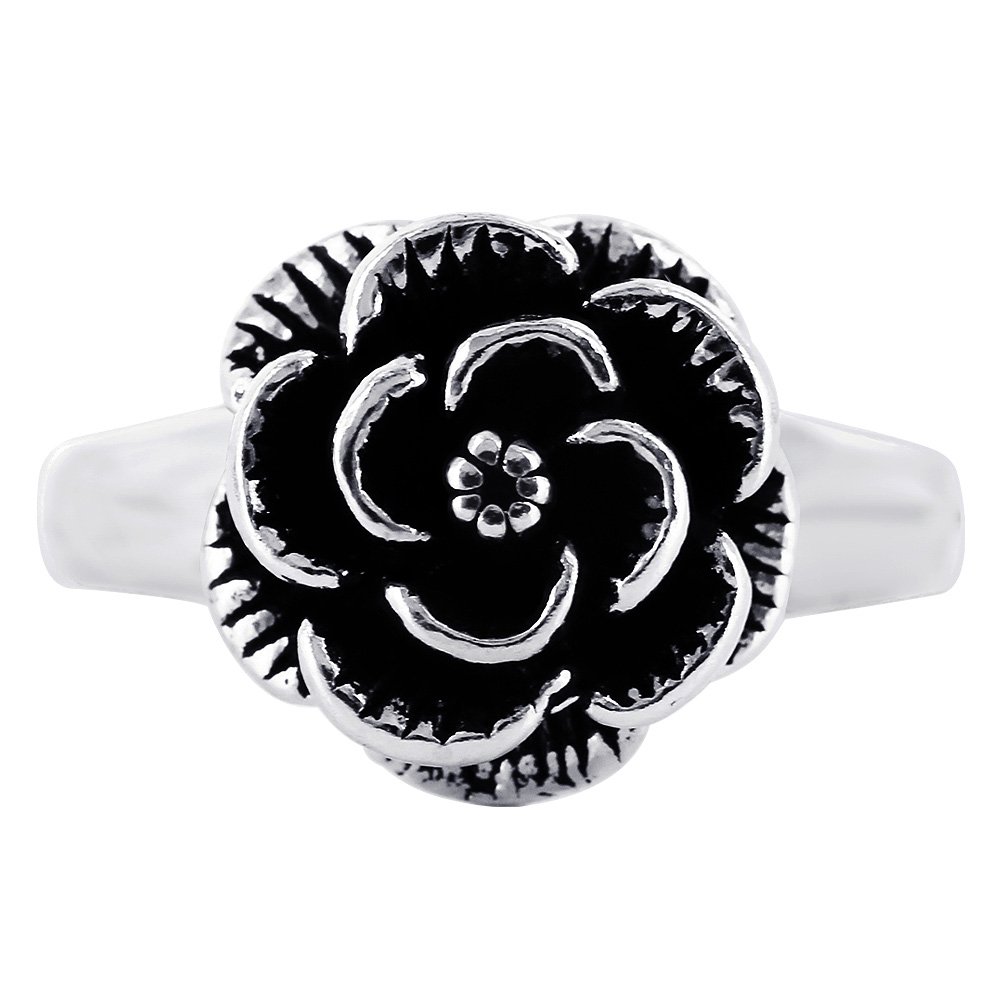 Oxidized Rose Sterling Silver Ring Size 6.5
