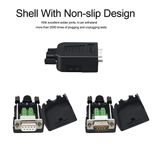 YIOVVOM DB9 Breakout Connector,DB9 Solderless RS232 D-SUB Female Serial Adapters 9-Pin Port White Adapter to Terminal Connector Signal Module with case Set of 10