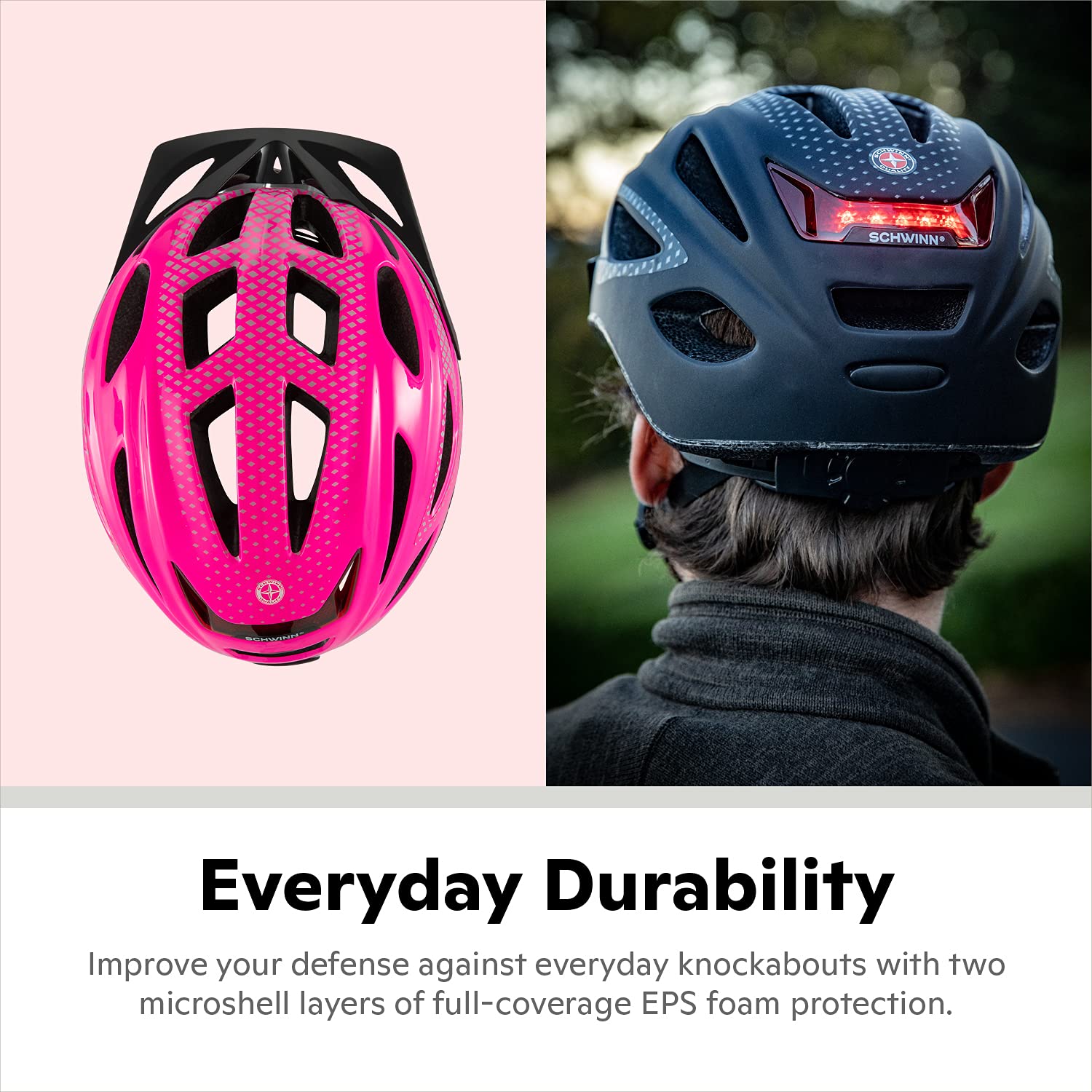 Schwinn Beam LED Lighted Bike Helmet with Reflective Design for Adults, Featuring 360 Degree Comfort System with Dial-Fit Adjustment, Viz Yellow