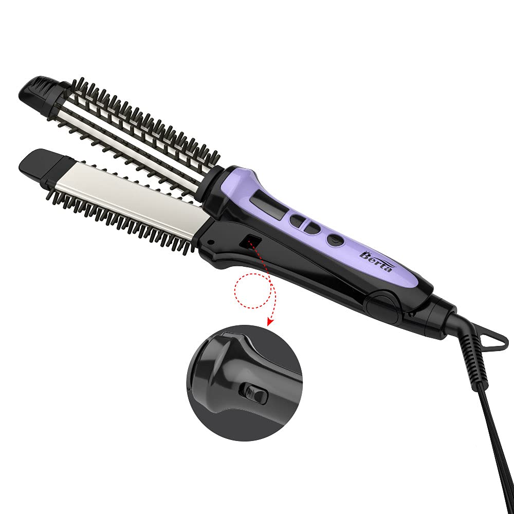 Professional Hair Curler, Straightener and Brush 3 in 1 Hair Styling Tool,Auto Shut Off,Digital LED Display,Key Lock,Smart Dual Voltage