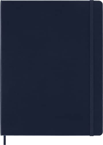 Moleskine Classic Notebook, Hard Cover, XL (7.5" x 9.5") Plain/Blank, Sapphire Blue, 192 Pages