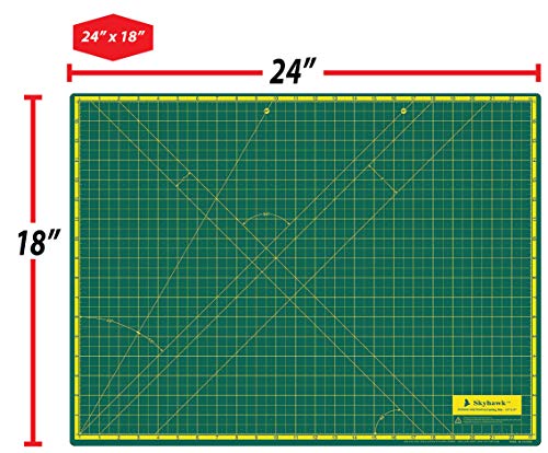 Skyhawk Self Healing Folding Rotary Cutting Mat for Quilting, with 23"x17" Grids & Non-Slip Base, Great for Crafts, Quilting, Sewing, Scrapbooking. Foldable into Convenient Travel Size.