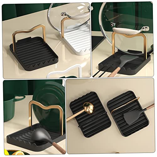 Zerodeko Spoon Stand for Kitchen Ladell Spoons lid and Spoon Rest Pan Cover Stand Pot lid Rack Stove Coffee Spoon Rest Pan Cover Rest Pot lid Storage Space Aluminum Chopstick Rest Household