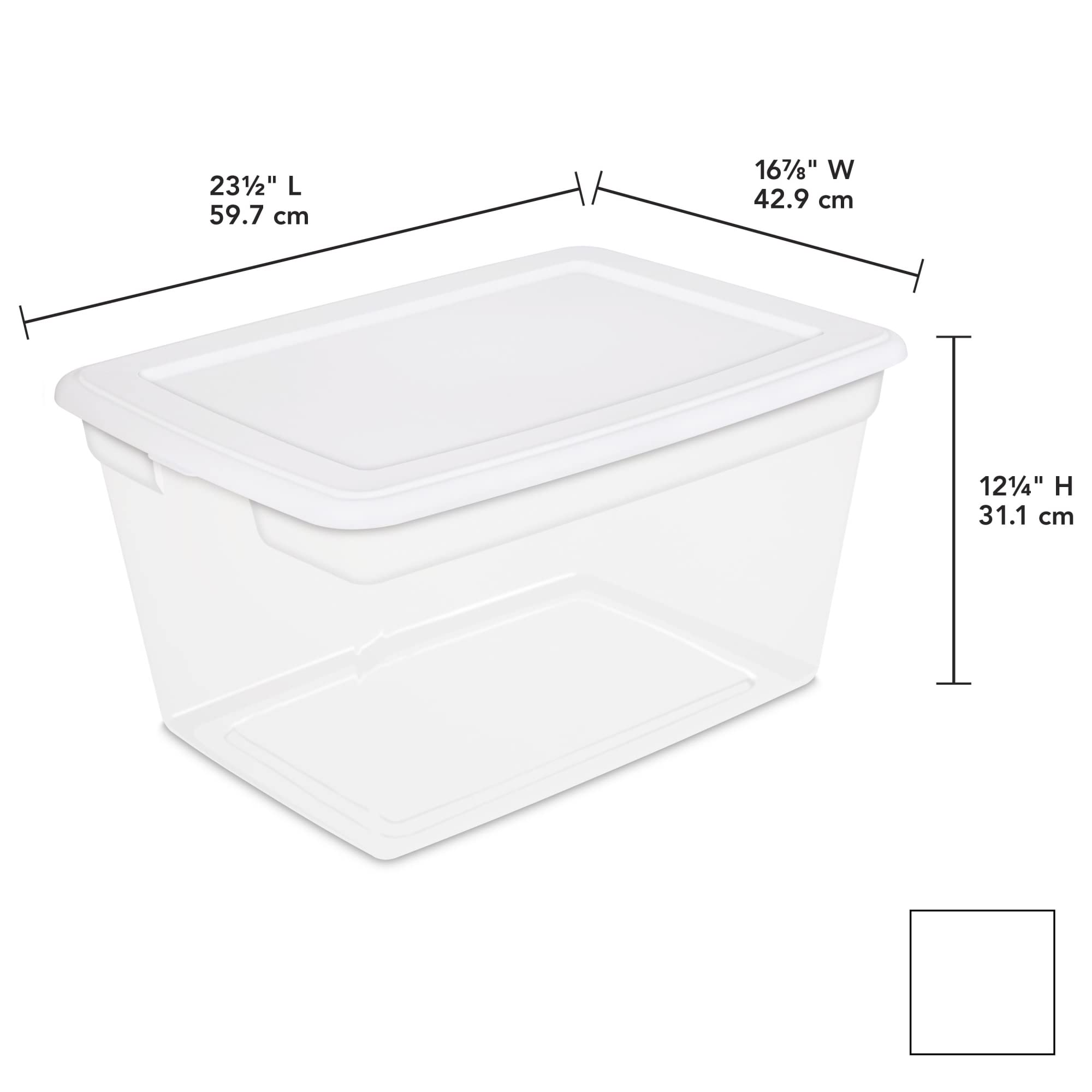 TamsOi 58 Qt Storage Box Clear Base White Lid Set of 8