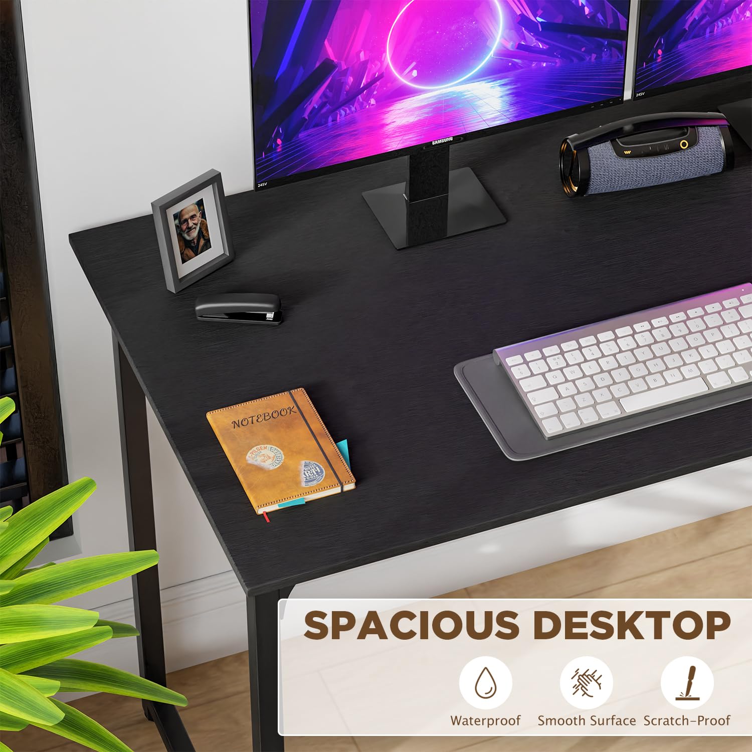 PayLessHere Computer Desk 47 inch Length Study Writing Table, Adjustable feet, Modern Furniture for Home Office, Brown
