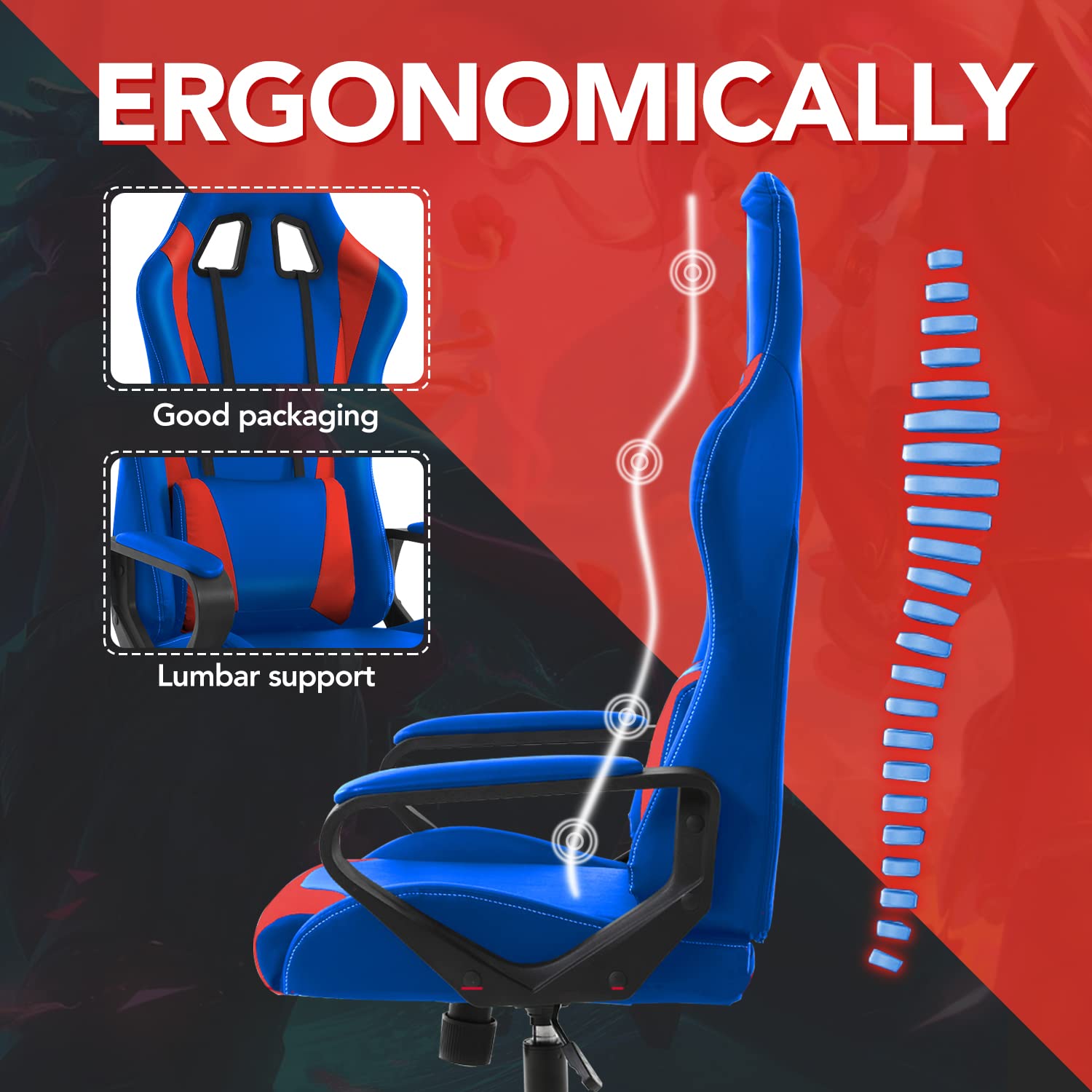 PC Gaming Chair Ergonomic Office Chair Desk Chair PU Leather Computer Chair High Back Racing Chair with Lumbar Support Armrest for Home Office