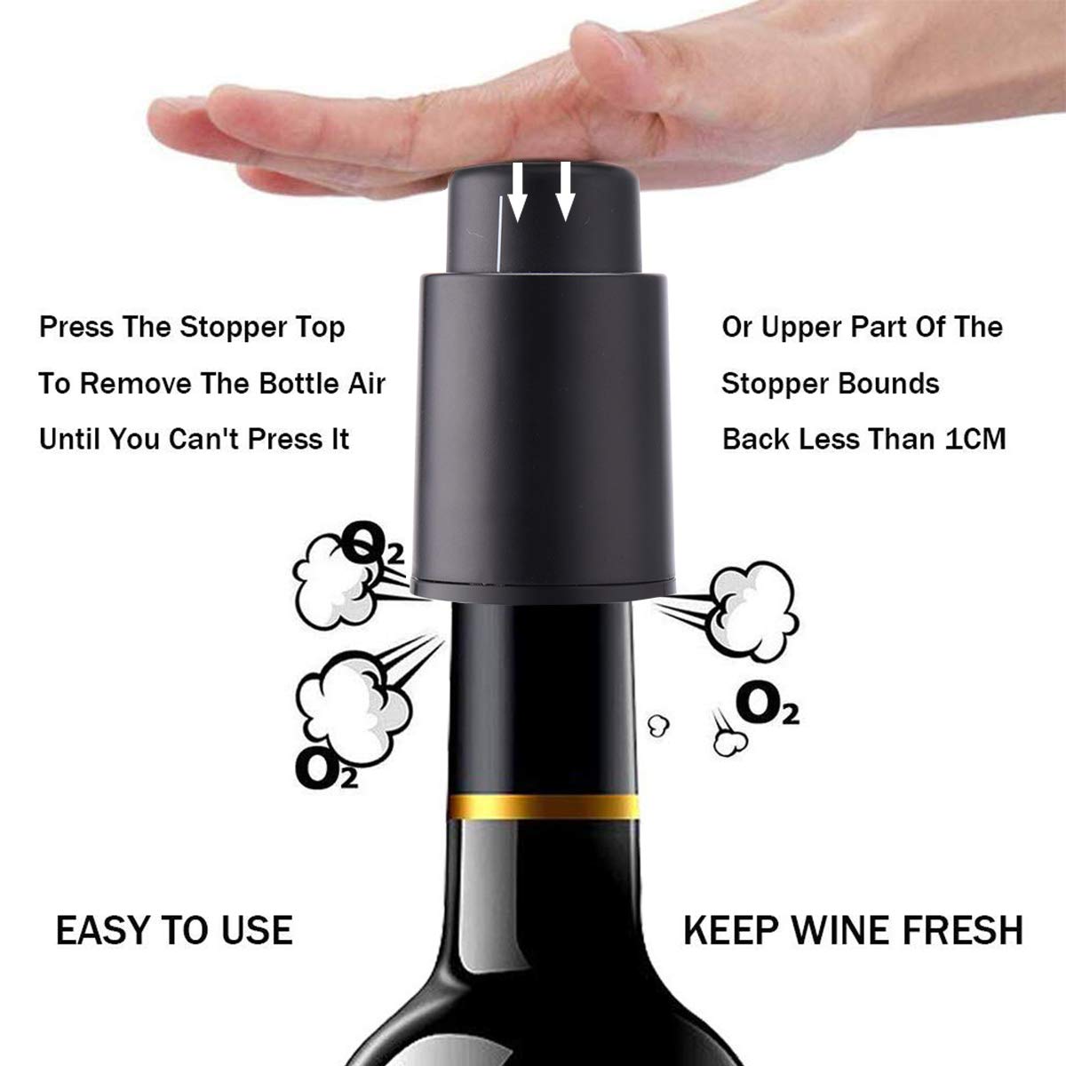 Z-oneMart 2 Pack Wine Bottle Stopper Vacuum with Time Scale Record, Vacuum Champagne Stoppers, Reusable Wine Preserver Bottle Saver, Wine Corks Keep Fresh, Fits Any Bottle