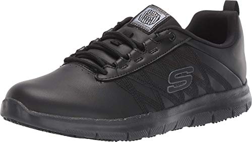 Skechers Work Relaxed Fit Ghenter - Follans SR Womens Slip Resistant Sneaker, Black, 6.5