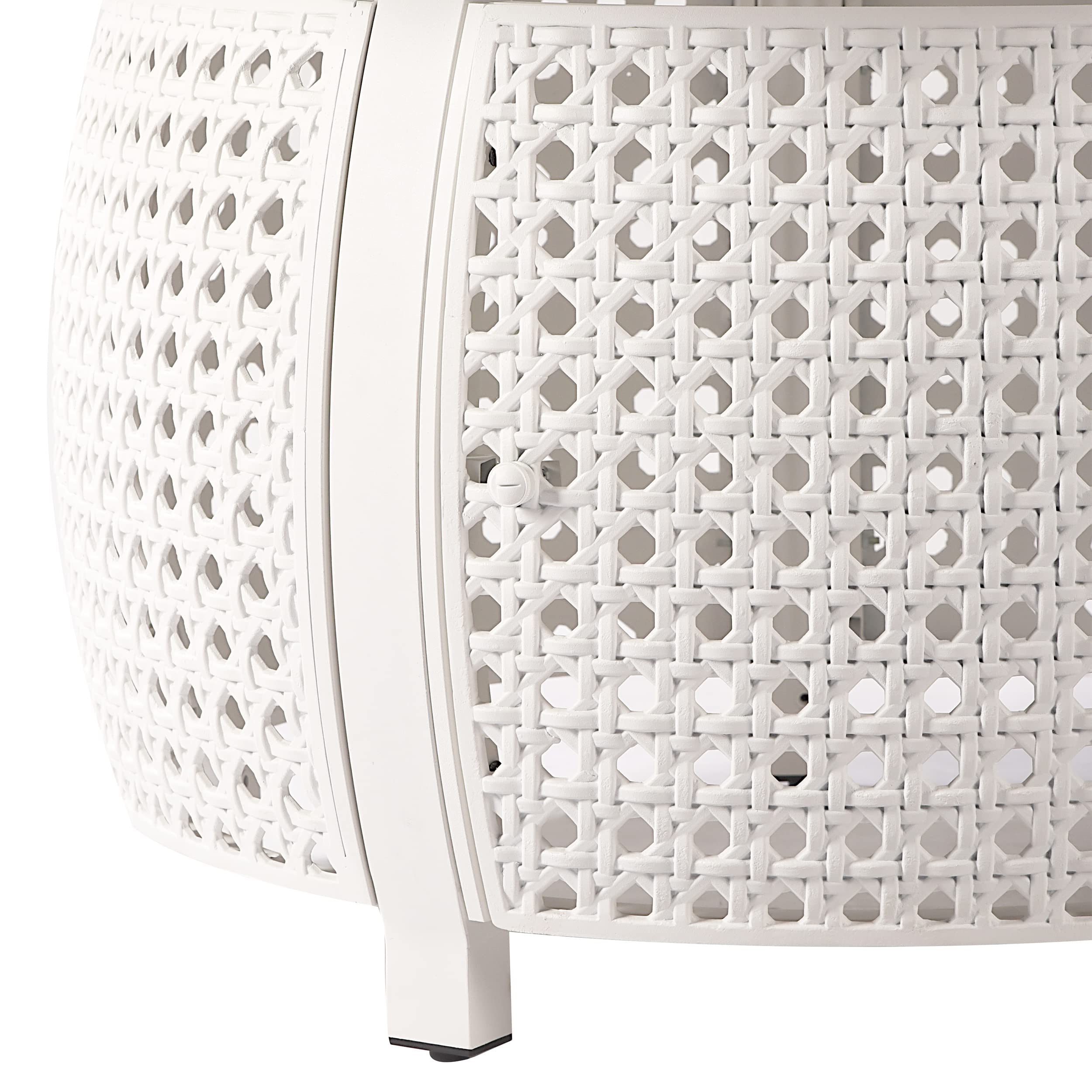 Oakland Living Round 44 in. x 44 in. Aluminum Propane Fire Pit Table with Glass Beads, Two Covers, Lid, 57,000 BTUs in White Finish