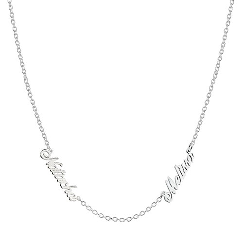 Ouslier Personalized 925 Sterling Silver Two Name Necklace Pendant Custom Made with 2 Names (Silver)