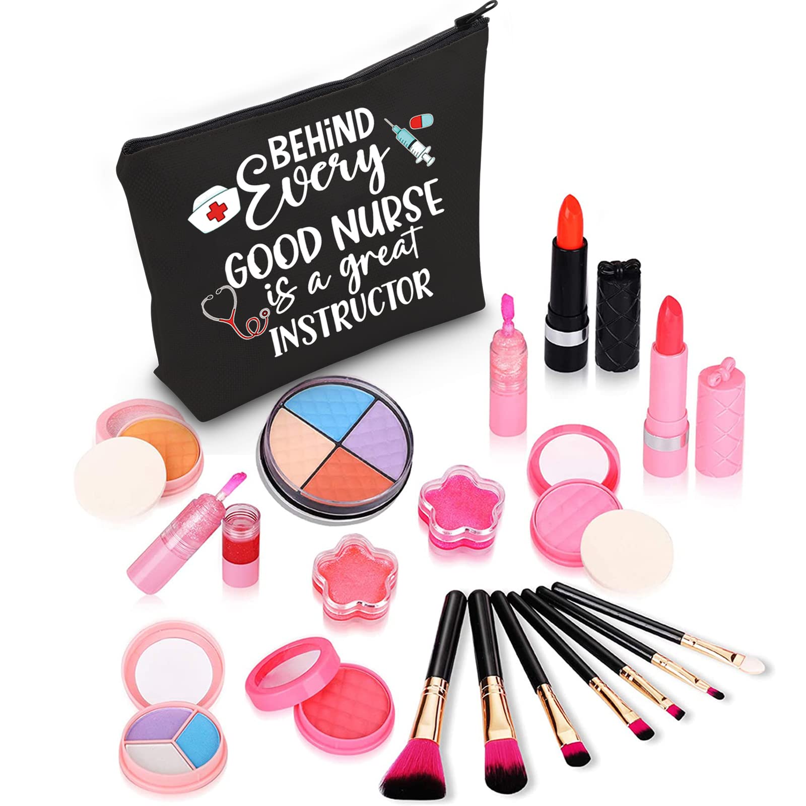 ZJXHPO Nurse Educator Survival Kit Behind Every Good Nurse Is A Great Instructor Makeup Bag With Zipper Nurse Teacher Appreciation Gift (BL Nurse Instructor)