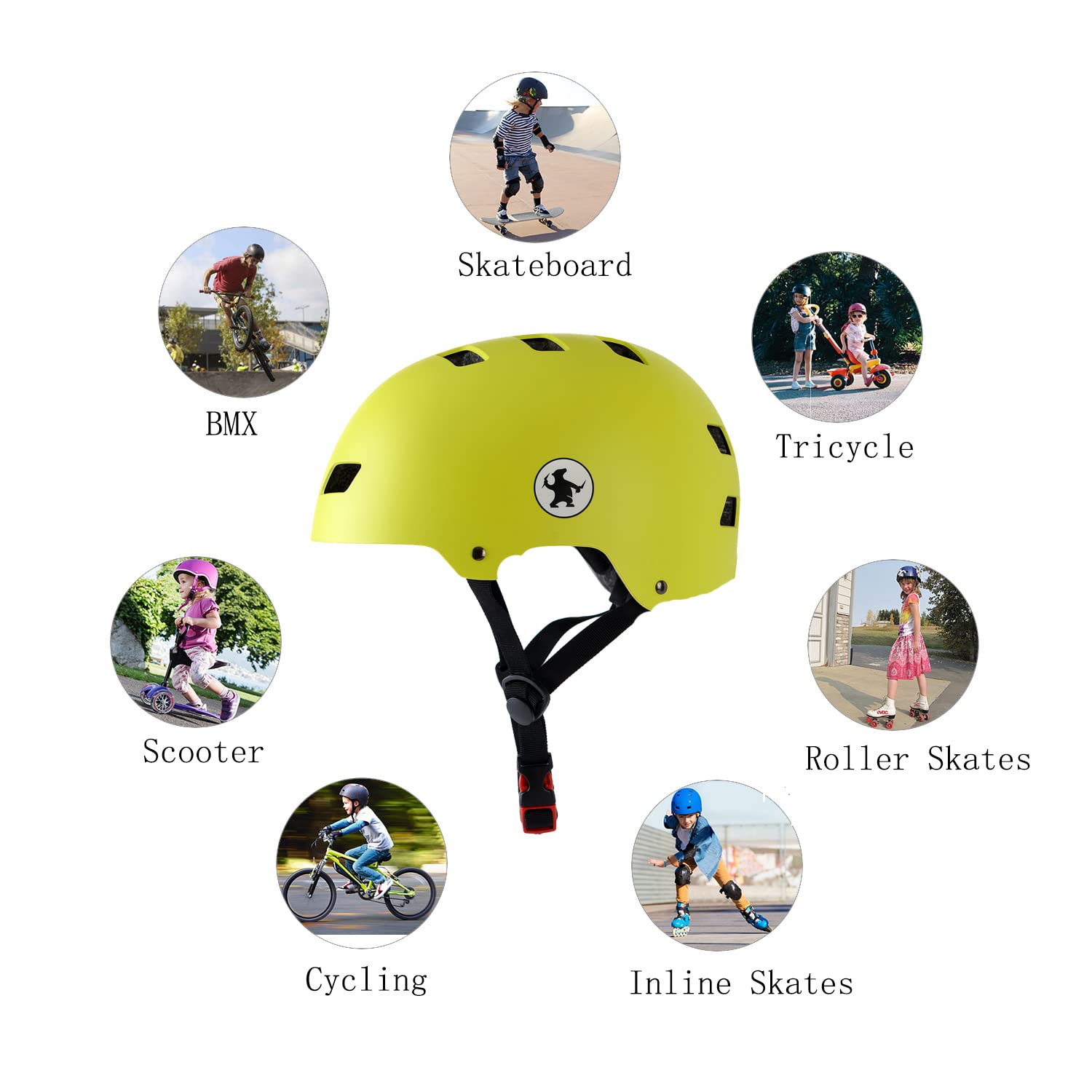 Rongbenyuan Skateboard Bike Helmet,Multi-Sport for Scooter Skating Rollerblading Cycling,Adjustable 3 Sizes for Adult,Youth & Kids