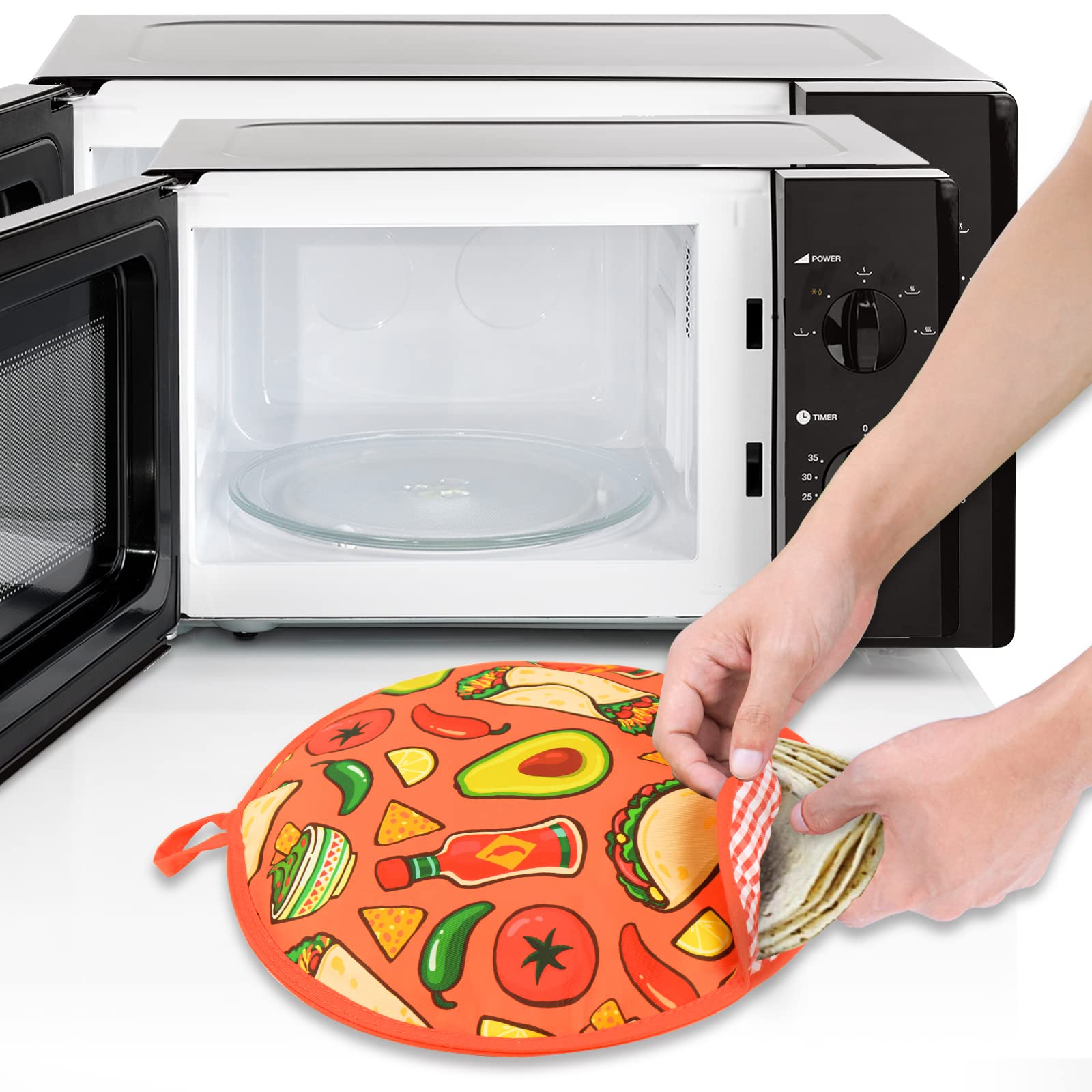 ZKOO Tortilla Warmer Pouch 12-Inch, Insulated Tortilla Holder -Microwavable Use Fabric Bag to Keep Food Warm.Ideal for Tortillas & Breads! (1, Orange)